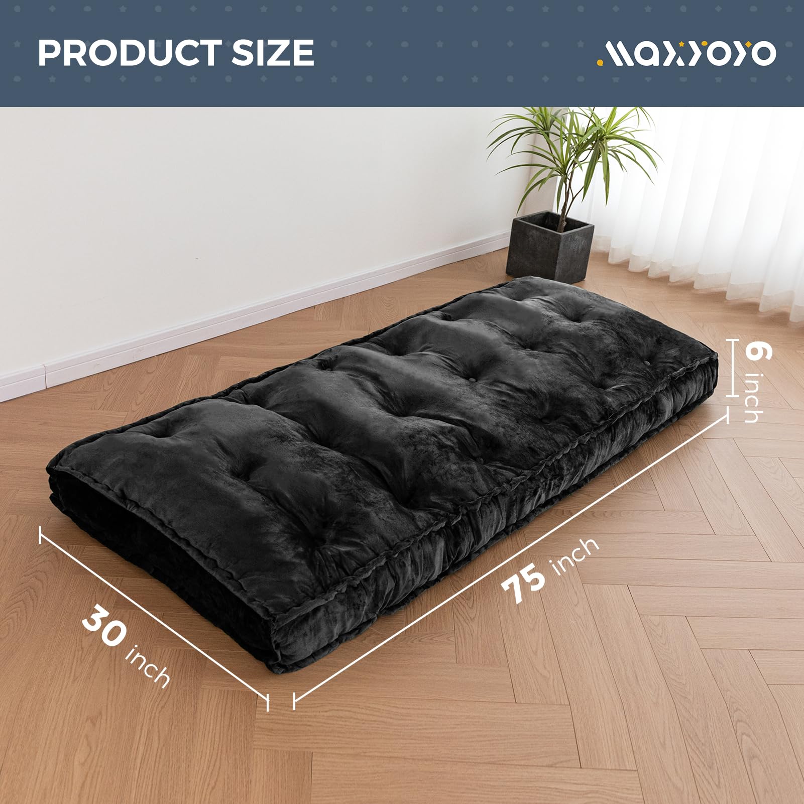 Snapklik.com : 6" Daybed Futon Mattress Window Seat Cushion, Velvet Cot ...
