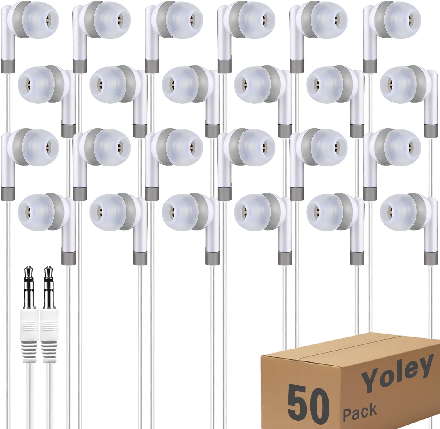 Amazon.com: Bulk Earbud Headphones 50 Pack for School Classroom Kids ...