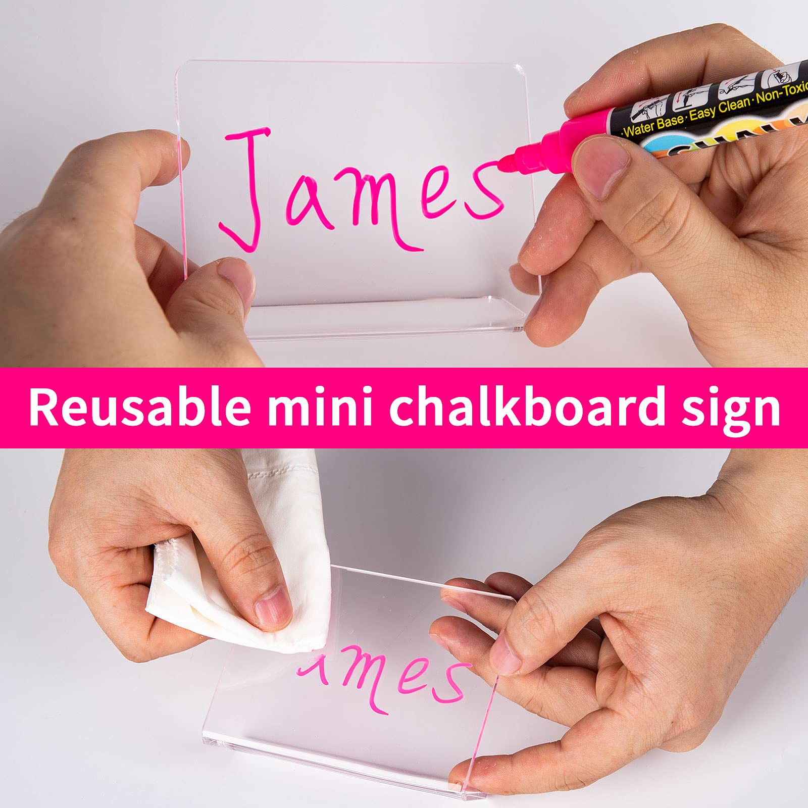 Snapklik.com : 10 Pack Acrylic Mini Chalkboard Signs For Food, Clear ...