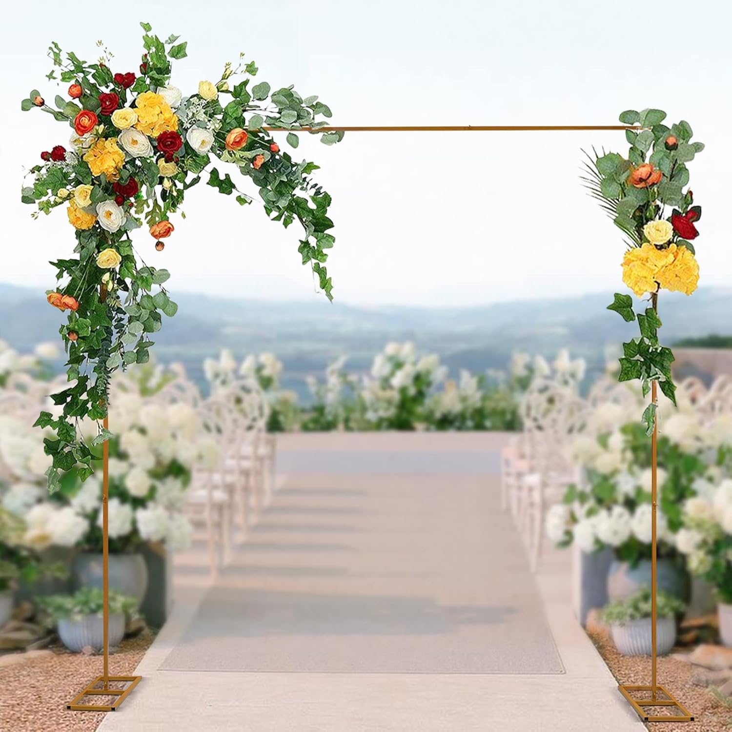 Amazon.com : Mustard Yellow Wedding Arch Stand with Bases, Easy ...