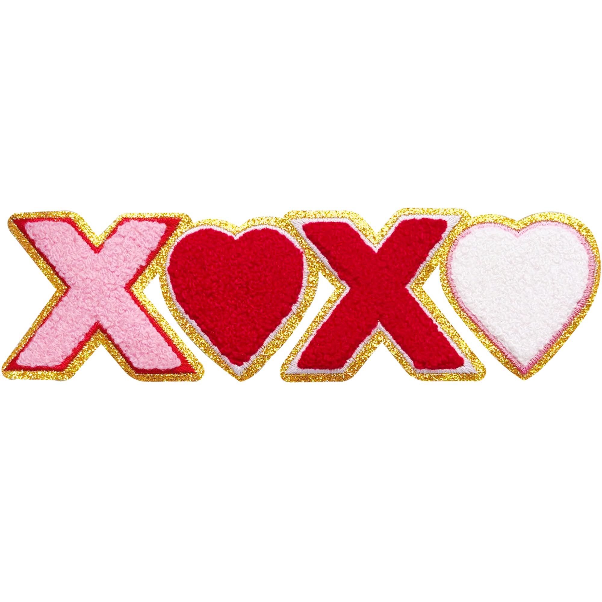 Amazon.com: Kisses and Hugs Iron on Patches Red Heart Patches Xo Chenille Patches for Clothing ...