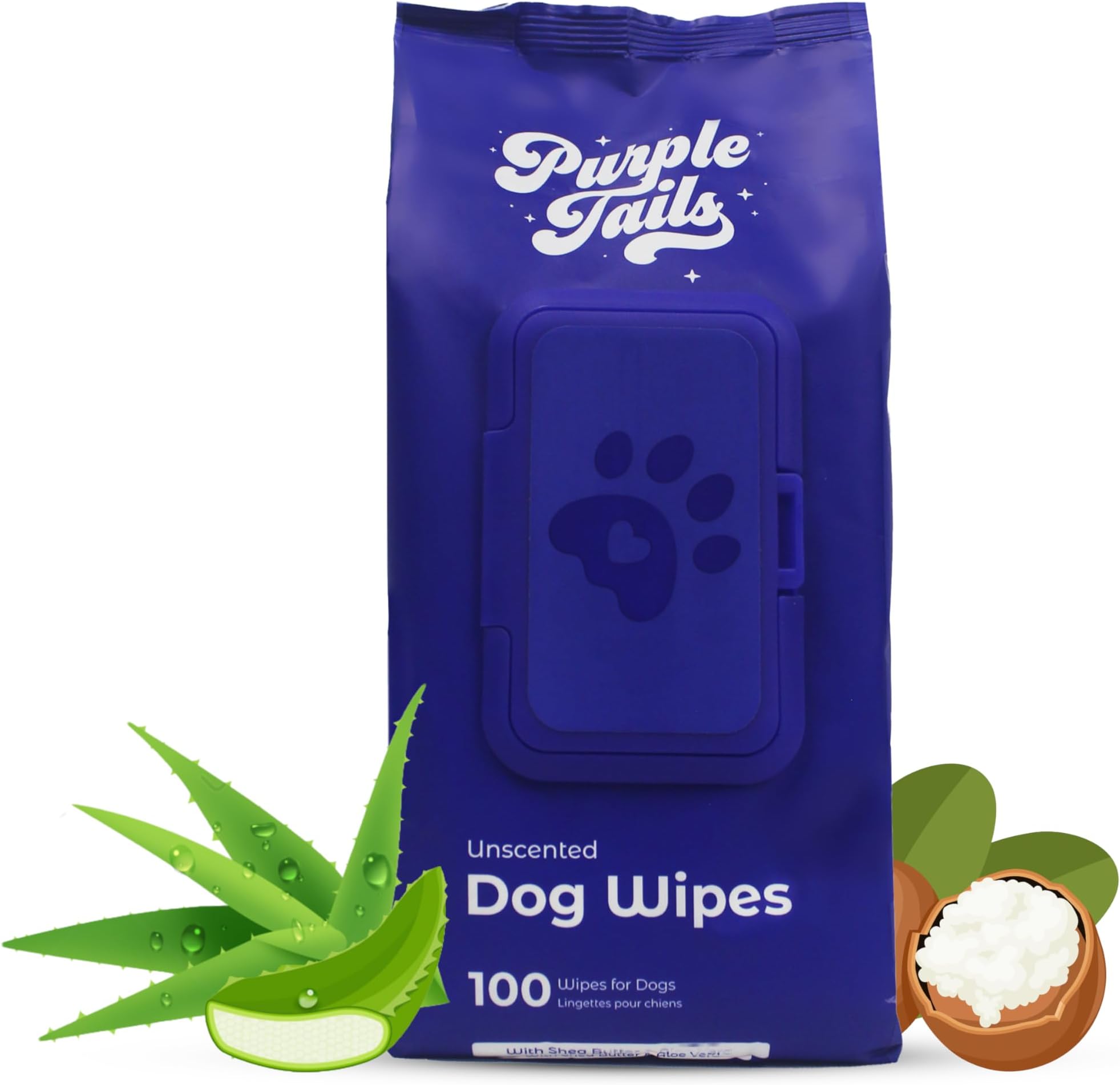 Purple Tails Canada Dog Wipes – 100 Dog Wipes for Paws and Butt, Fur ...