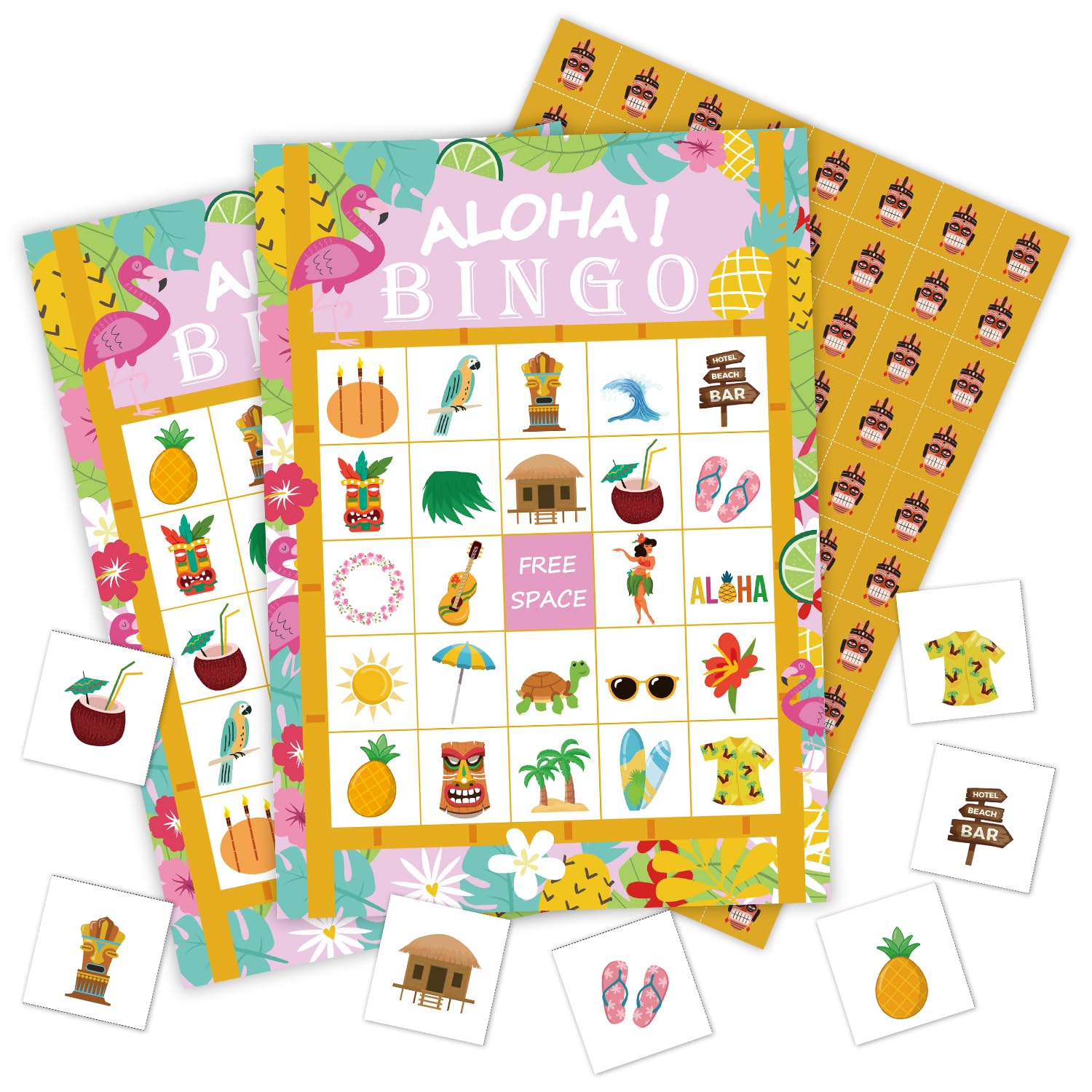 Amazon.com: Ziyouza Hawaiian Bingo - Birthday Bingo Games, Luau Aloha ...