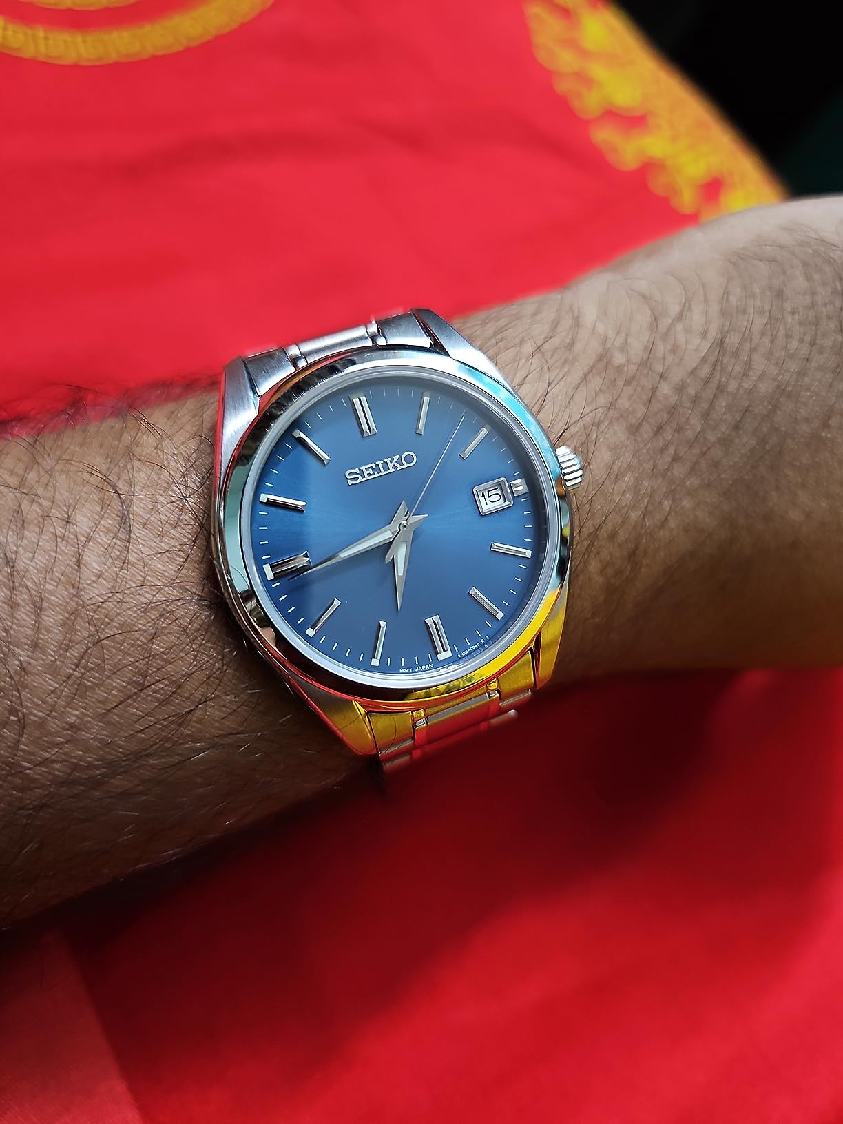 Seiko Analogue Blue Dial Men's Watch-SUR525P1 Stainless Steel, Silver ...