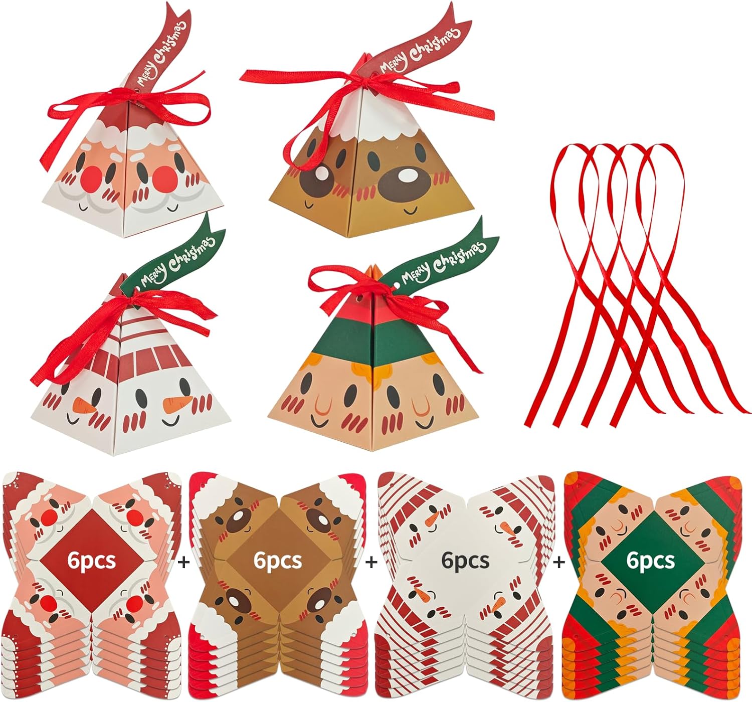 Amazon.com: 24PCS Christmas Candy Boxes, 4 Styles Christmas Treat Gift ...