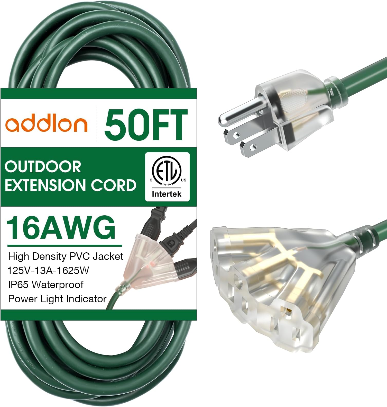 Amazon.com: addlon 25FT 16/3 Lighted Outdoor Extension Cord with 3-Plug ...