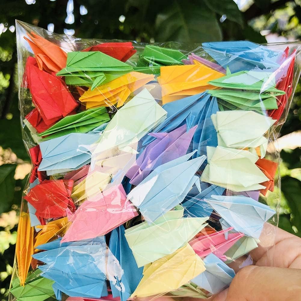 Amazon.com : 100PCS 10CM Premade Rainbow Origami Birds Folded Origami ...