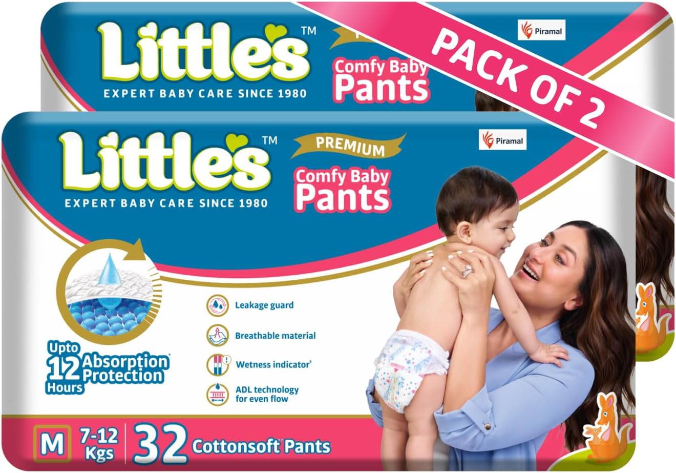 Buy Little's Baby Diapers M Size (Medium) Pants Style | 7-12 kg | 64 ...