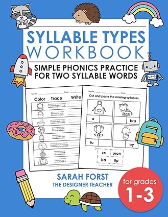 Amazon.com: Syllable Types Workbook: Simple Phonics Practice for Two ...