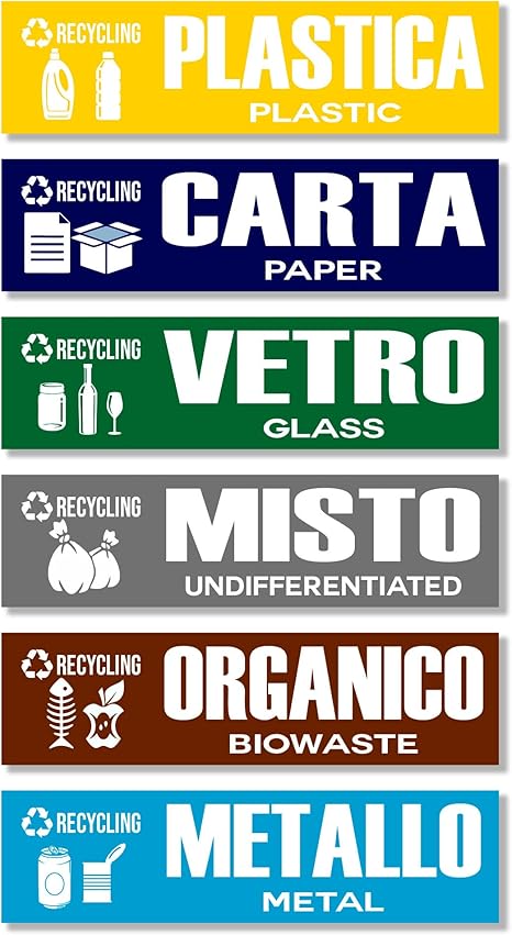 GamesMonkey® - Adesivi Raccolta Differenziata Ricliclo Rifiuti ...