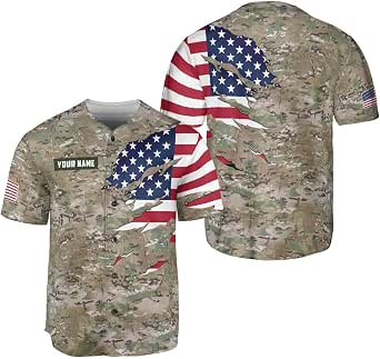 Amazon.com: Custom US Army Baseball Jersey Personalized Military ...