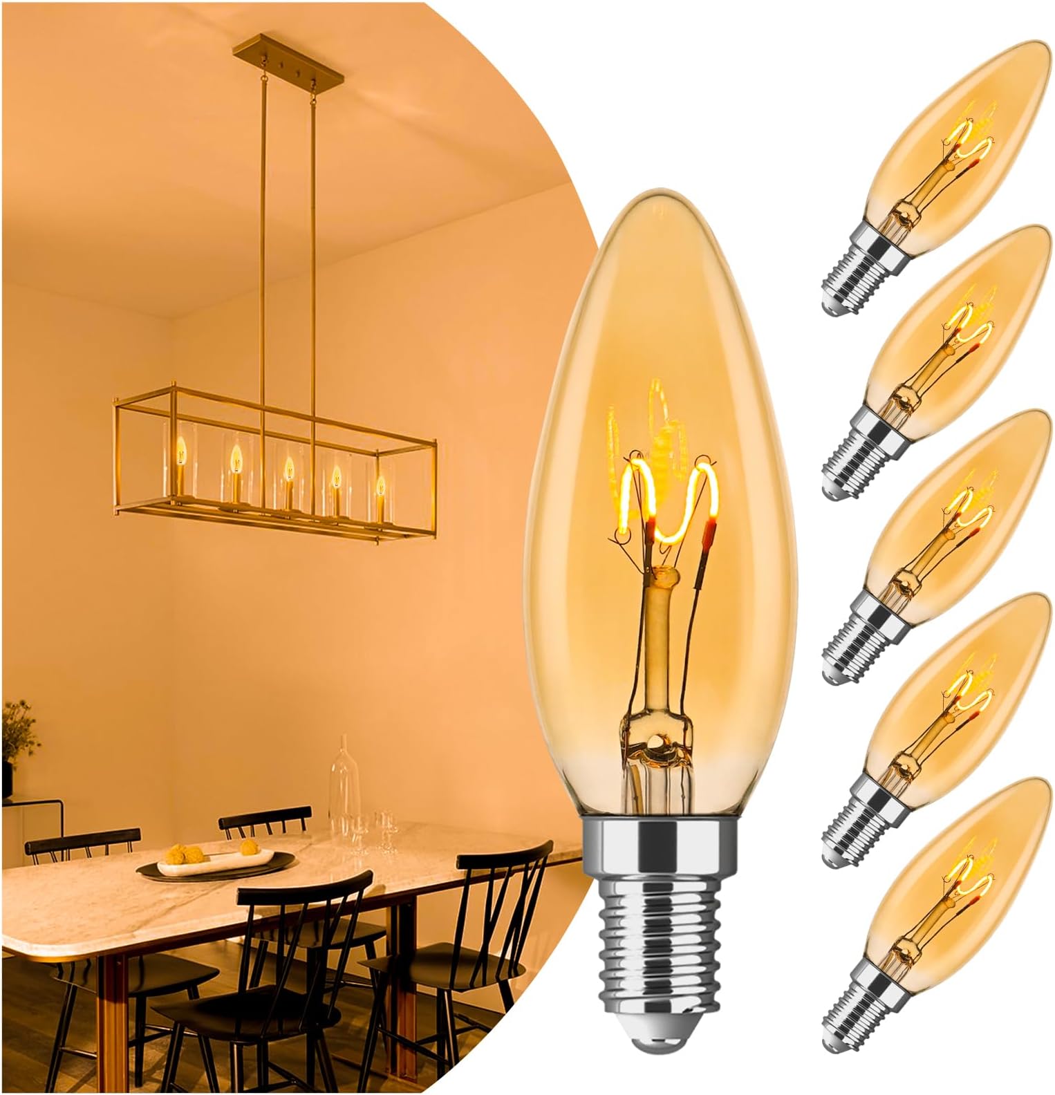 AMDTU E12 Candelabra Light Bulbs 20W 25W Replacement, Super Thin ...