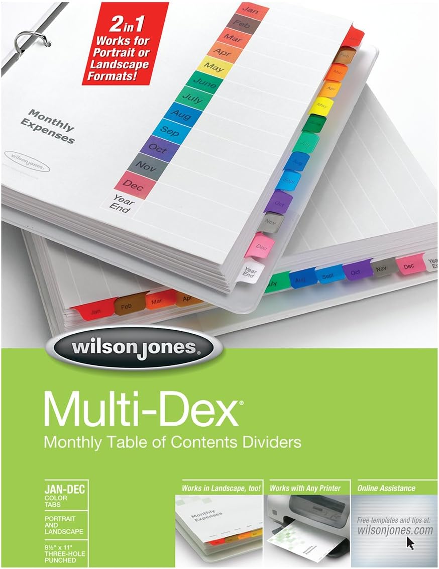 Amazon.com : Wilson Jones MultiDex Dividers, Jan-Dec Tab Index ...