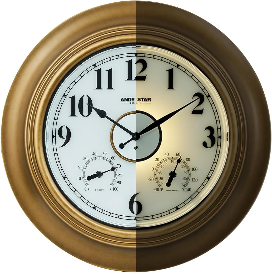 ANDY STAR 21 Inch Outdoor Clocks Waterproof, Large Outdoor Wall Clocks ...