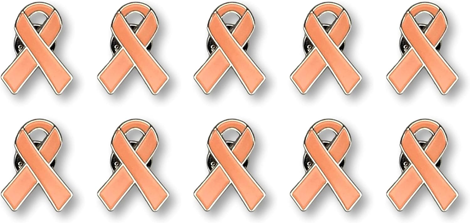 Amazon.com: 10 pc Peach Awareness Enamel Ribbon pins with Metal Clasps ...