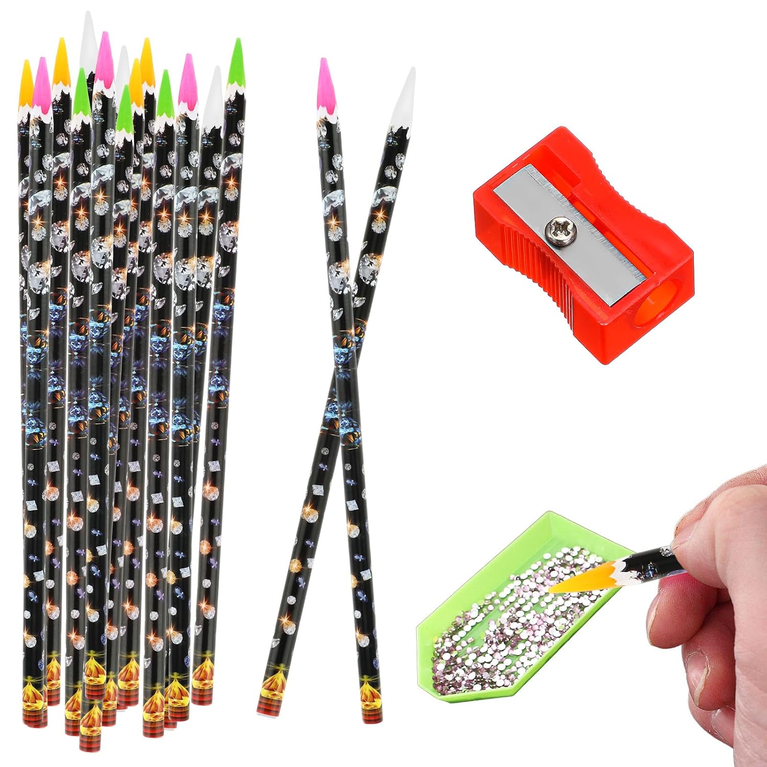 Amazon.com: 16Pcs Rhinestone Picker Tool Self Adhesive Wax Pencil ...