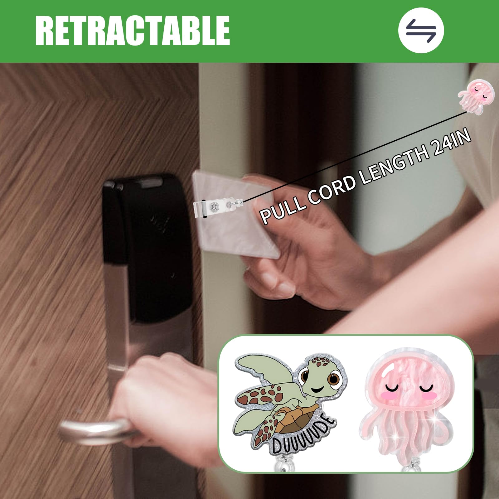 Snapklik.com : Turtle And Jellyfish Badge Reel, Funny Nurse Badge Reels ...