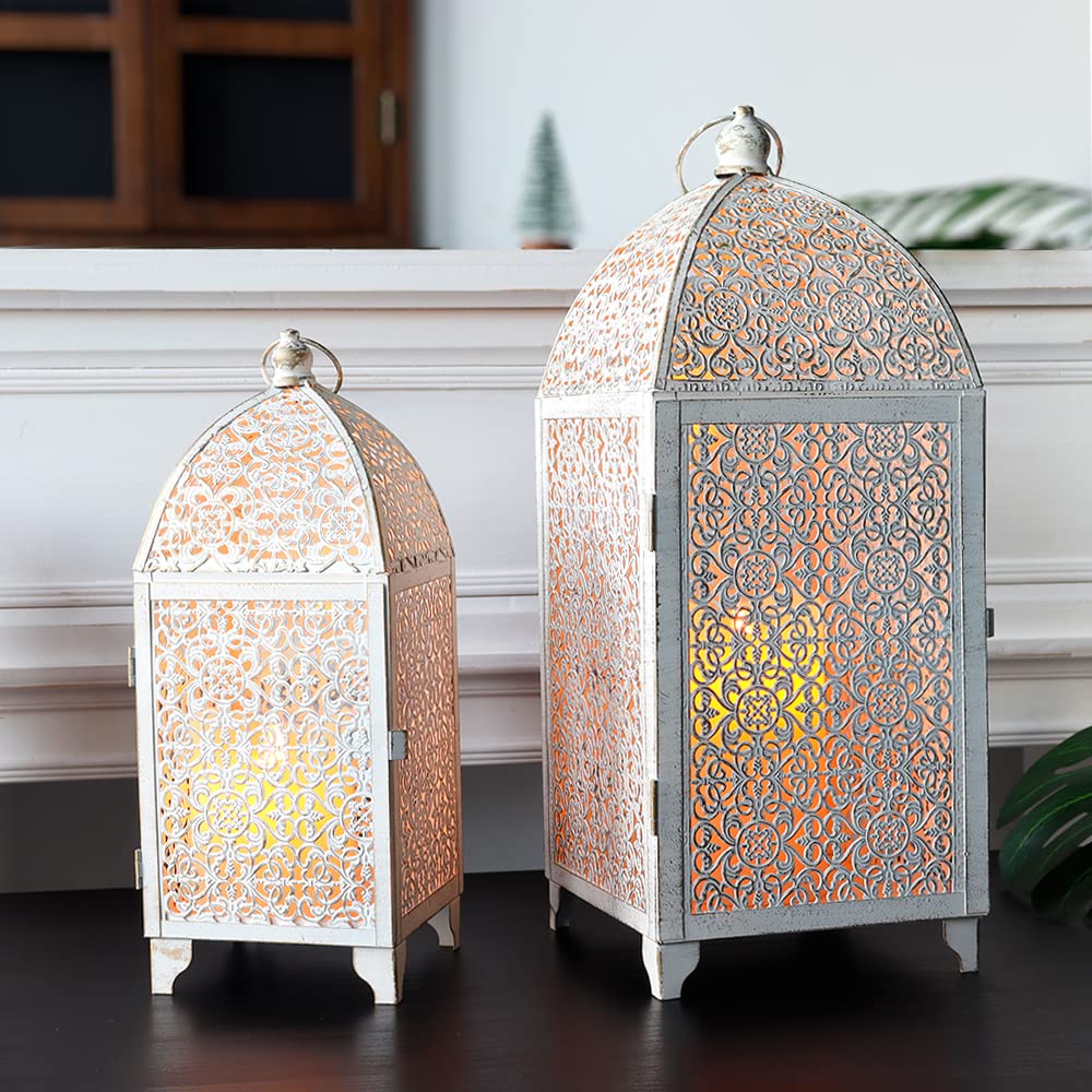 TRIROCKS Set of 2 Vintage Decorative Candle Lantern 12''&16.5'' High ...
