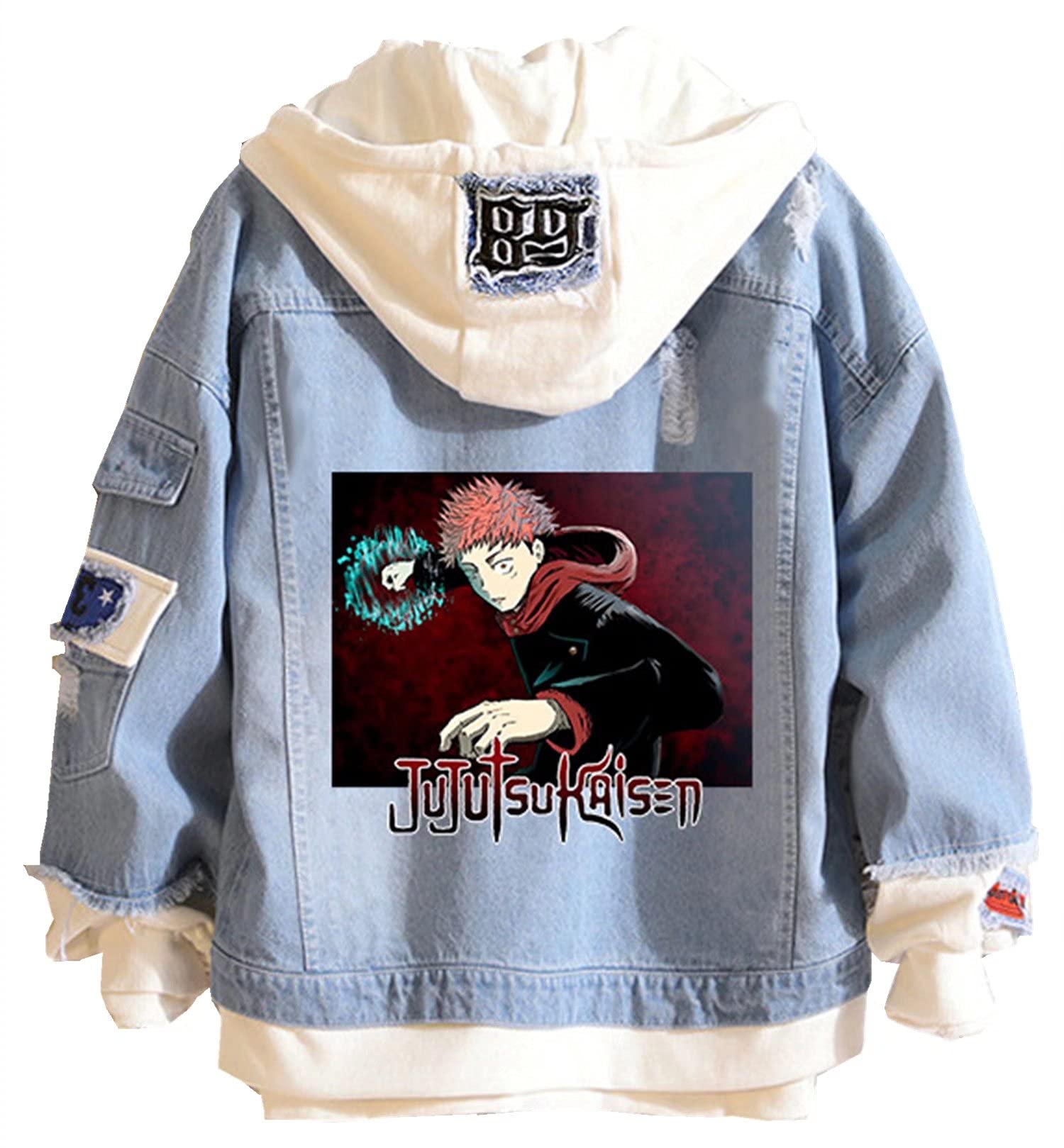 Buy Jujutsu Kaisen Denim Hoodies Anime Ryomen Sukuna Cosplay Jean Coat ...