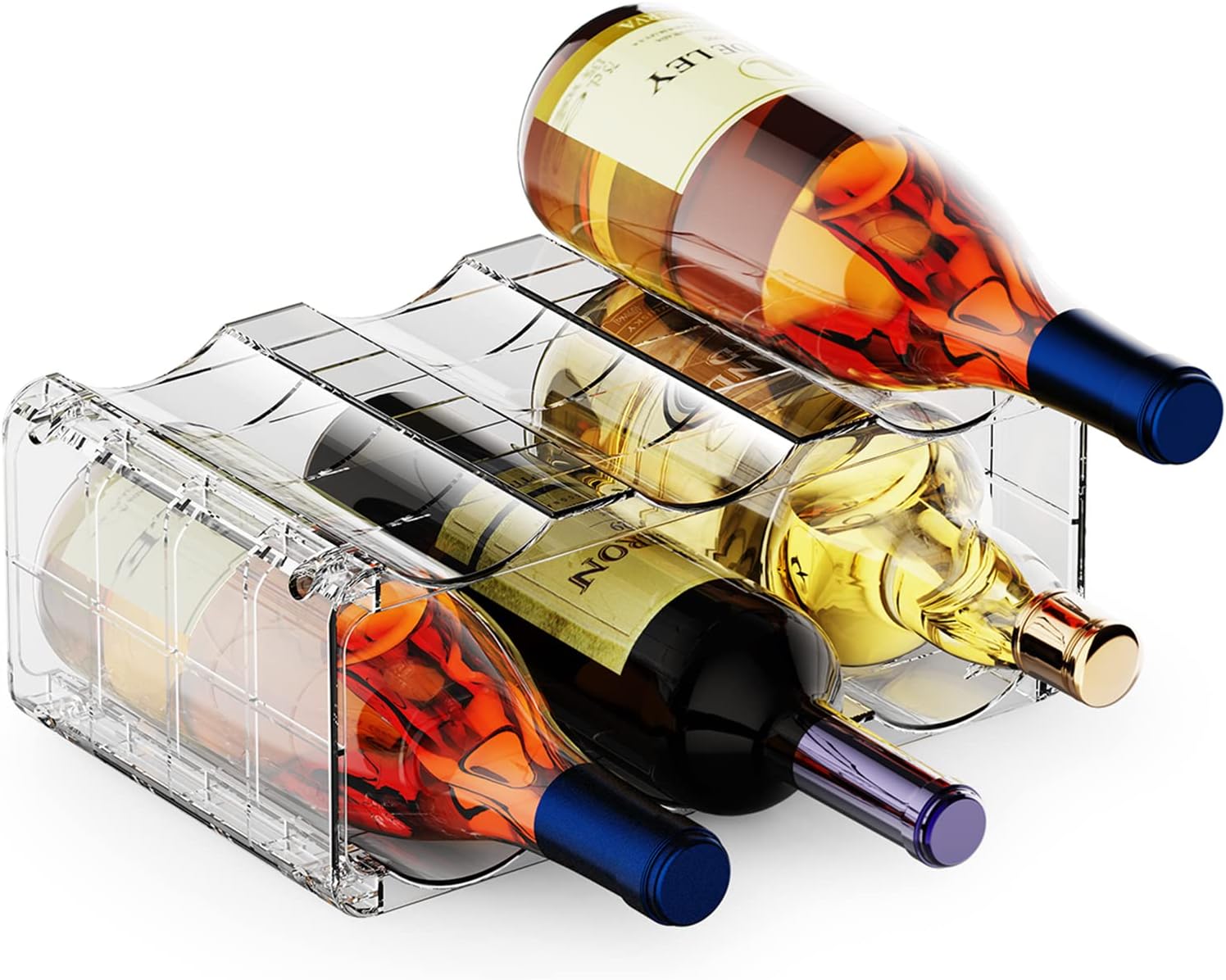 Amazon.com: 2 Pack Plastic Stackable Water Bottle and Wine Rack Storage ...