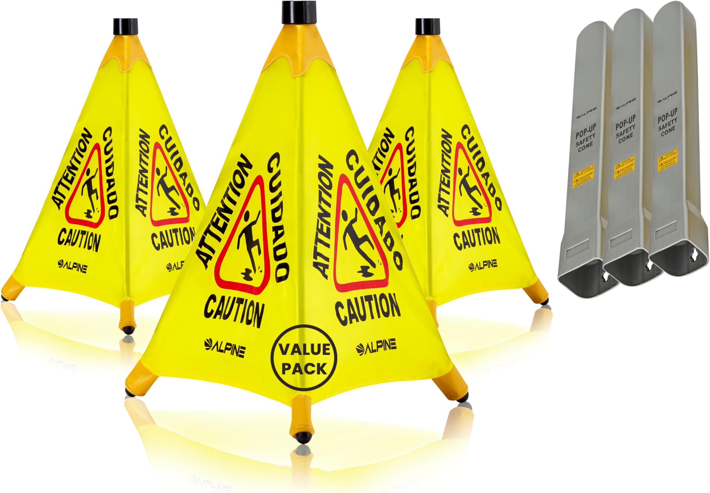 Amazon.com: Alpine Caution Wet Floor Sign 3 Pack - Pop Up Slippery When ...