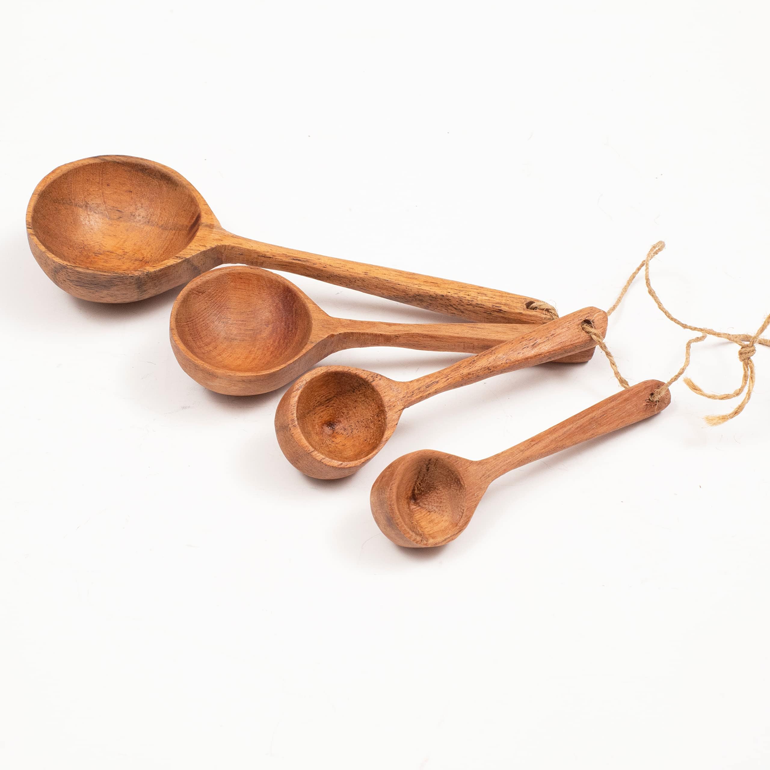 Amazon.com: Long Handle Wooden Measuring Spoons by utensi, Set of 4 ...