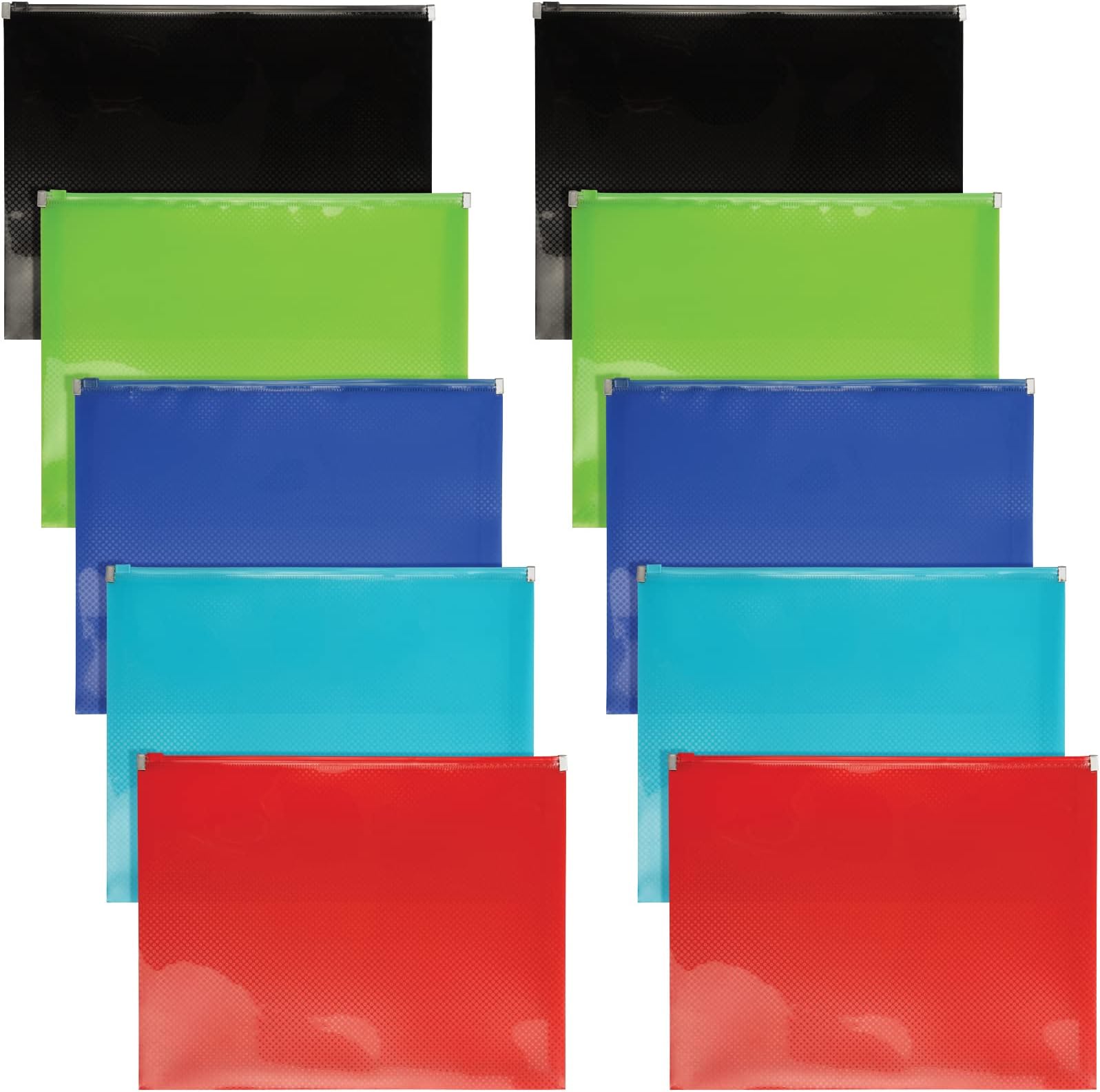 Amazon.com : Oxford Plastic Zip Envelopes, Expanding Poly Zipper File ...