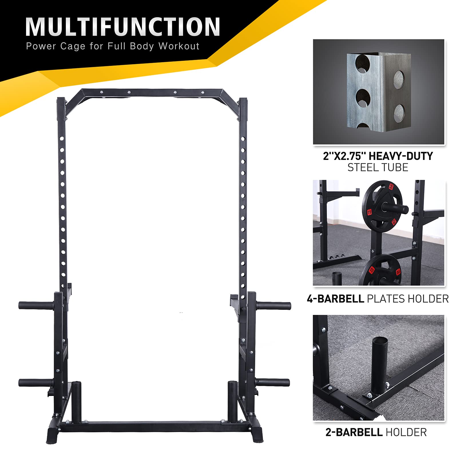 Mikolo Power Cage, 1000LBS Power Rack with LAT Pull Down and 360 ...