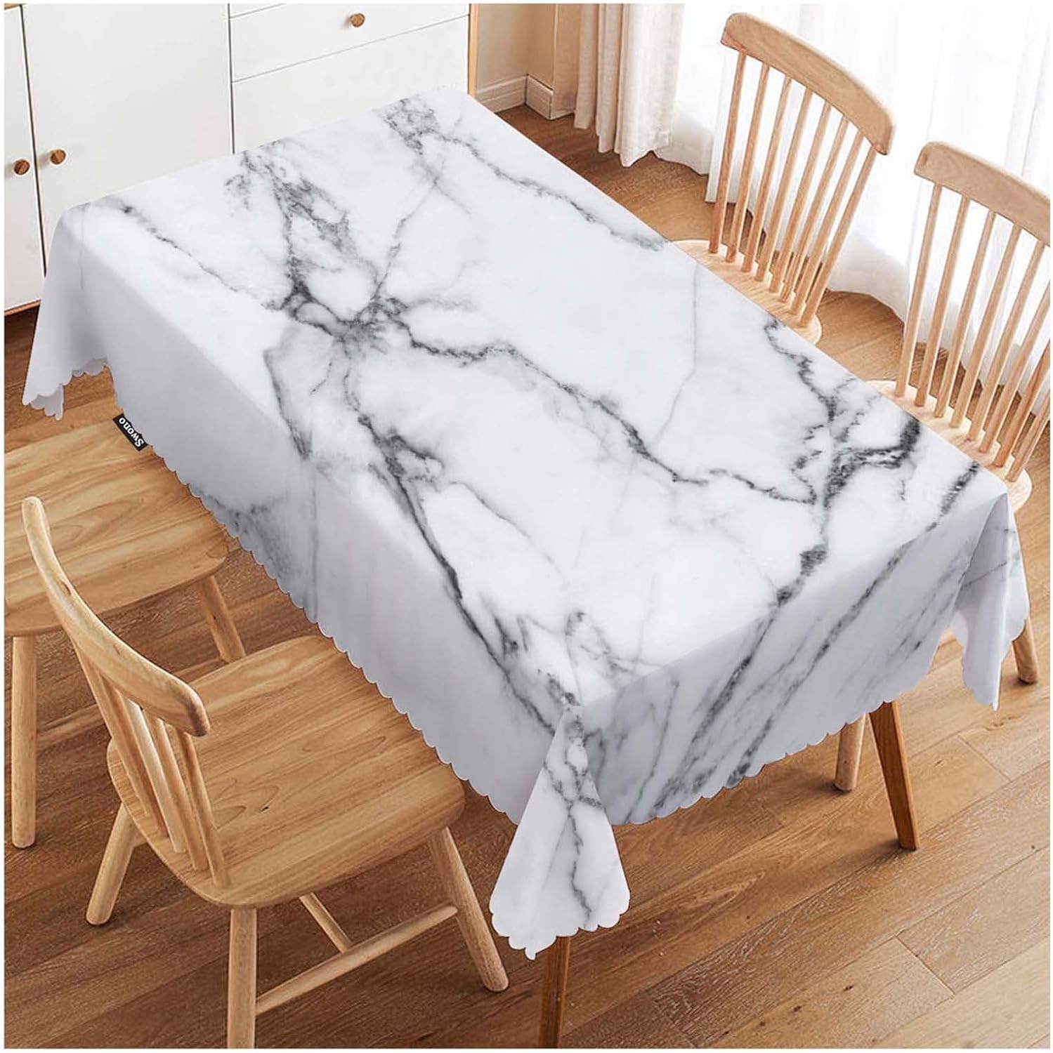 Amazon.com: Swono Marble Table Cloth Rectangle Tables Abstract White ...