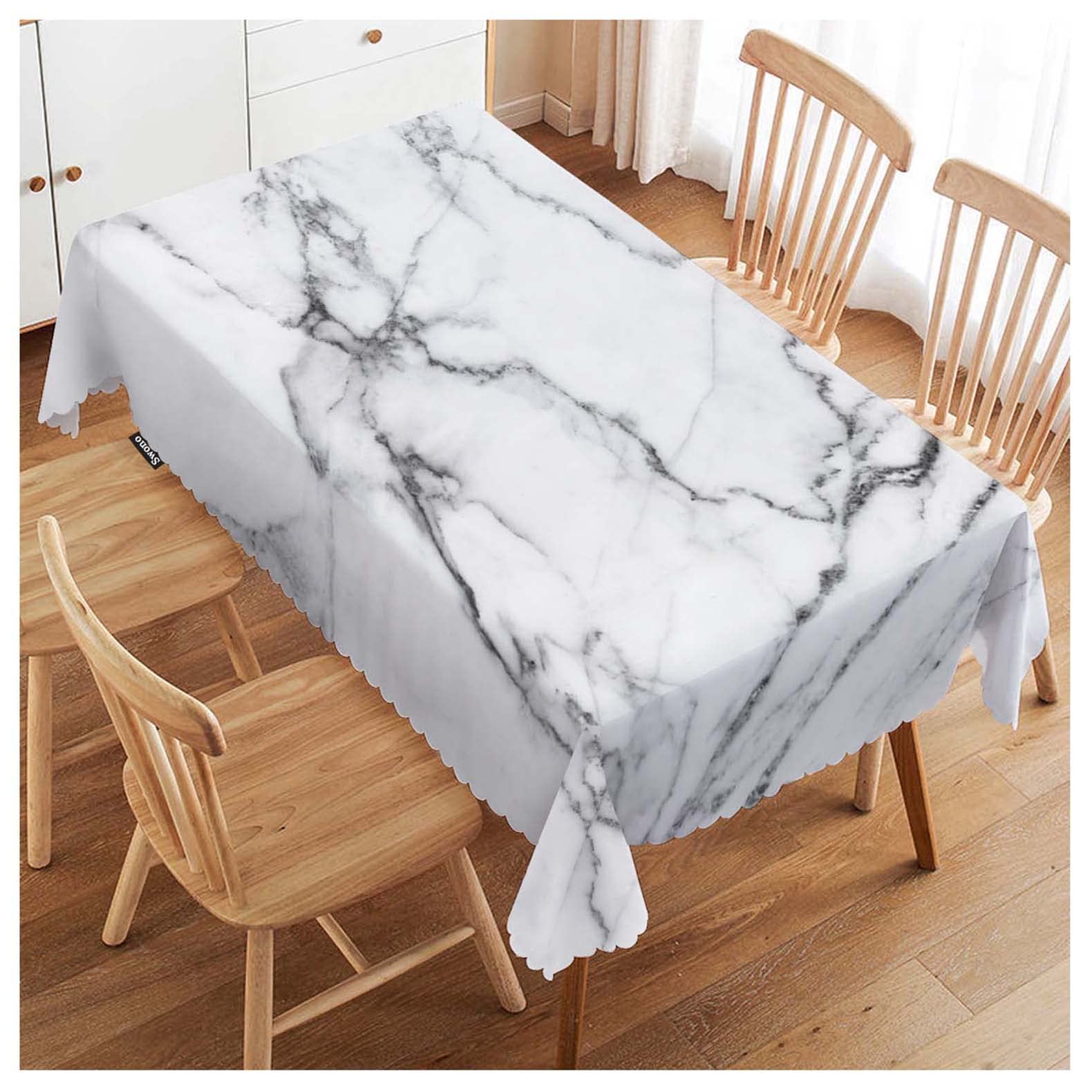 Amazon.com: Swono Marble Table Cloth Rectangle Tables Abstract White ...