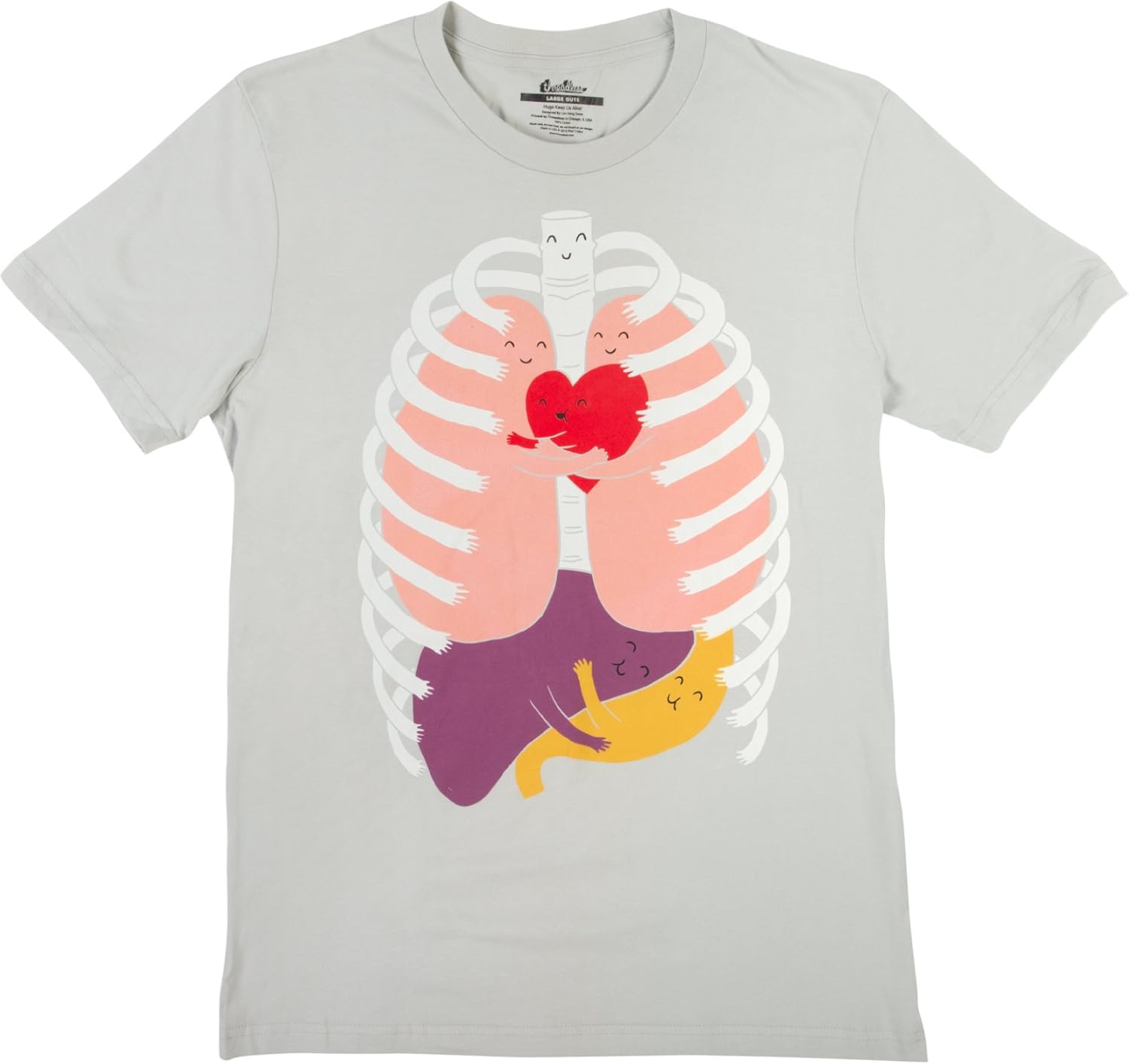 Threadless "Hugs Keep Us Alive! Large Girly Tee Silver at Amazon Women ...