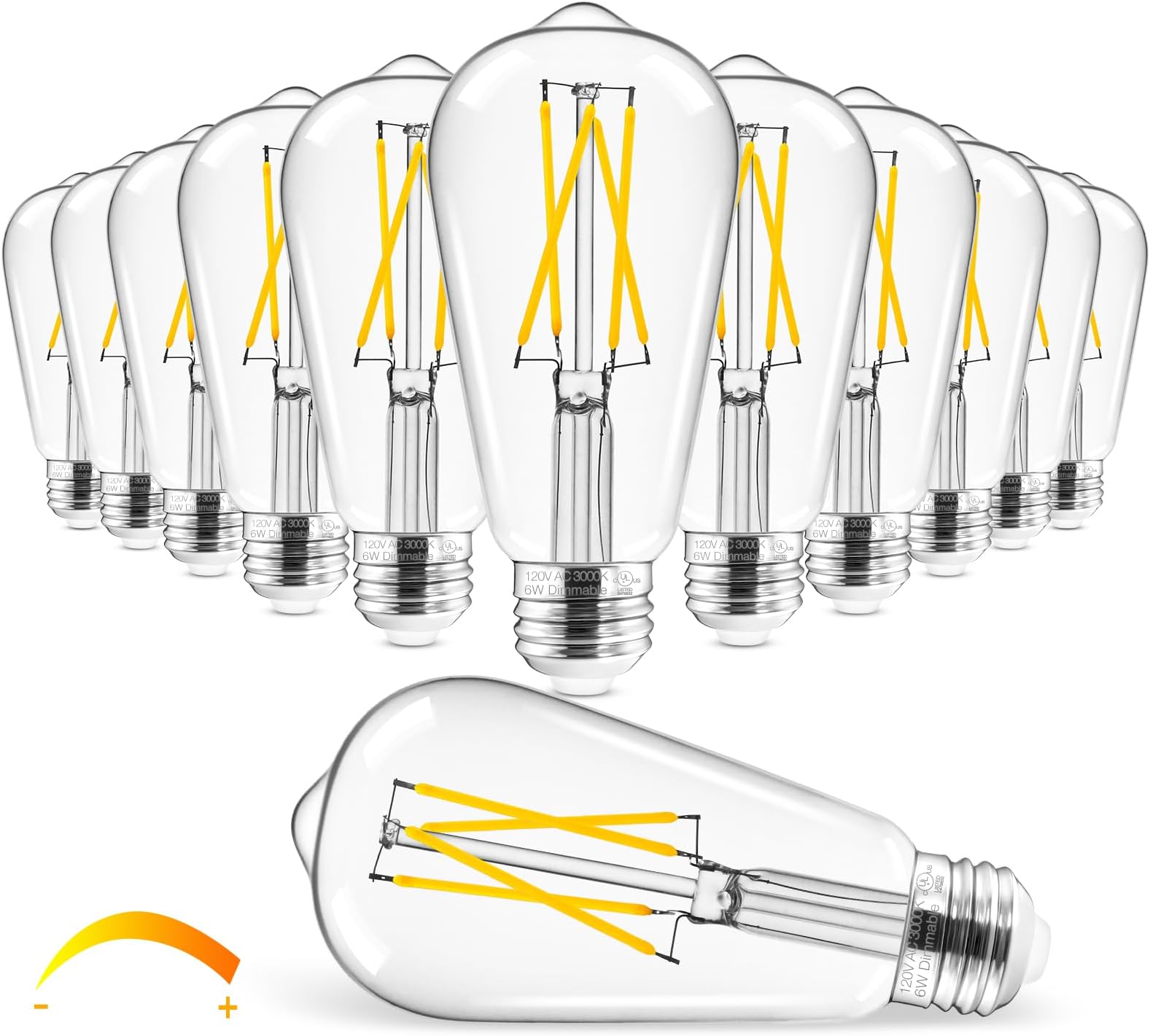Hizashi Vintage LED Edison Bulb Dimmable, 6W Equivalent 60W, 3000k Soft ...
