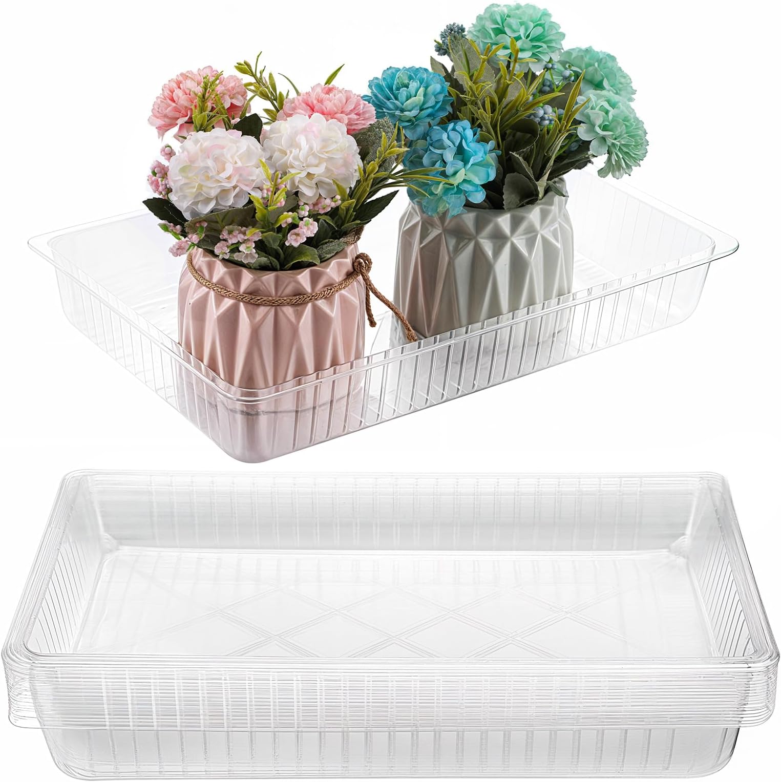 Amazon.com : HFYZZ 24 Pack Rectangular Plant Drip Trays, Clear Plastic ...