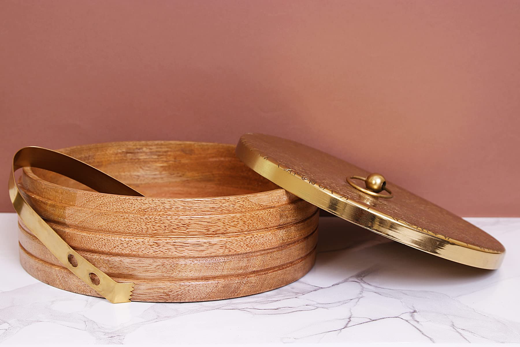 Buy Indian Artisans Wooden Roti Box Chapati Hotpot/Hotcase Box with ...