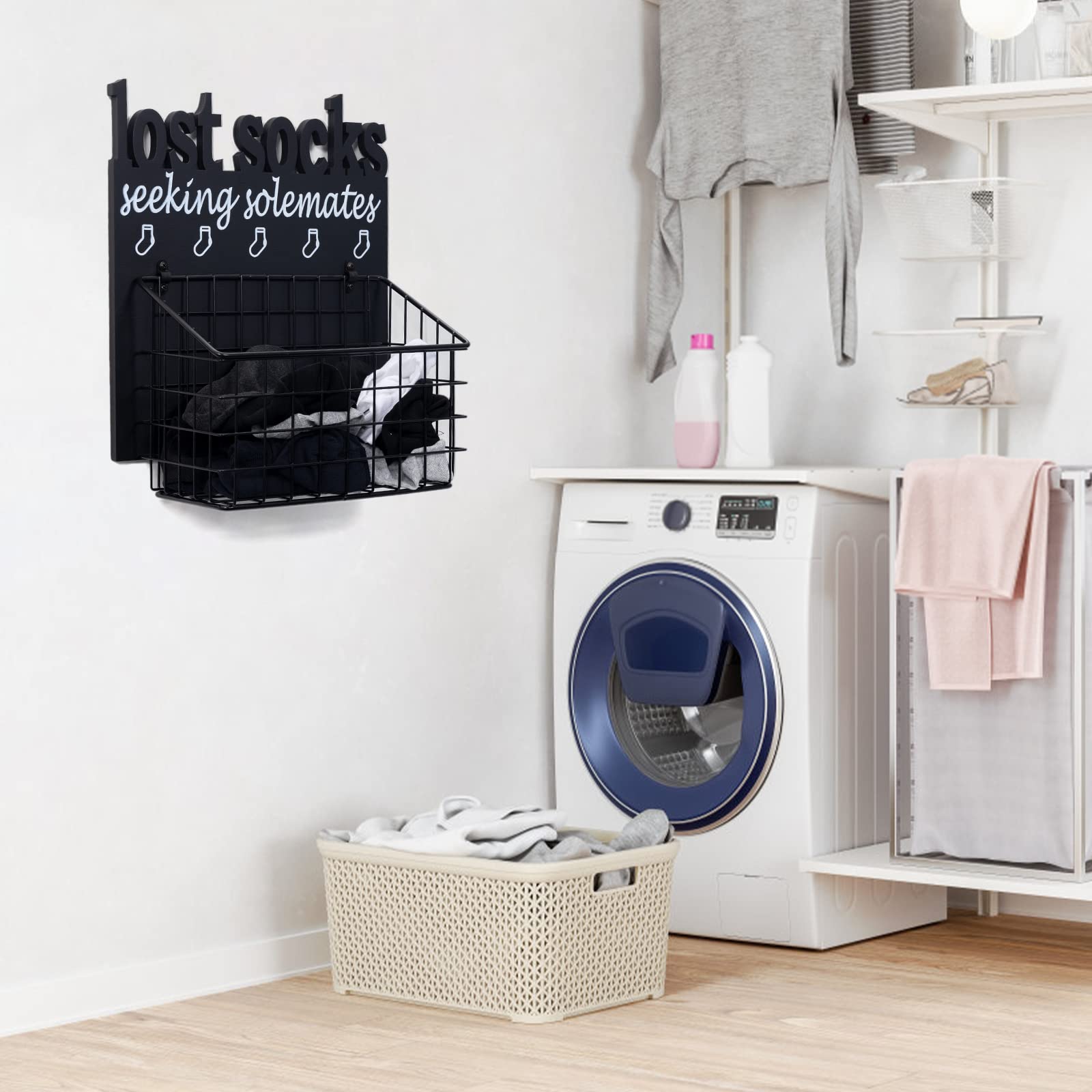 Snapklik.com : Lost Socks Basket For Laundry Room, Cutout Letters Lost ...