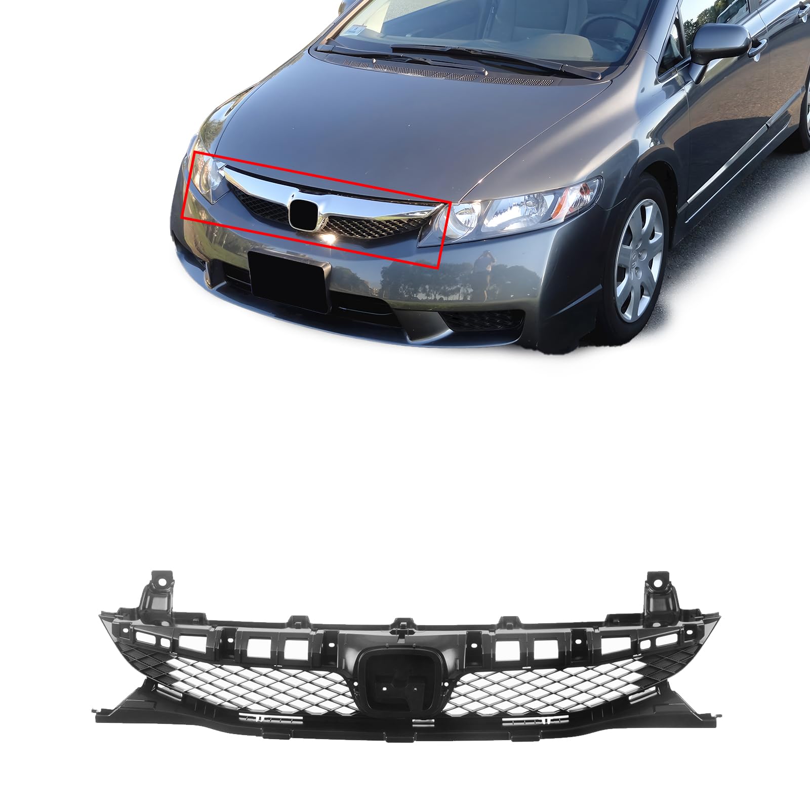 Amazon.com: CarPartsDepot Black Front Grille Compatible with 2009 2010 ...