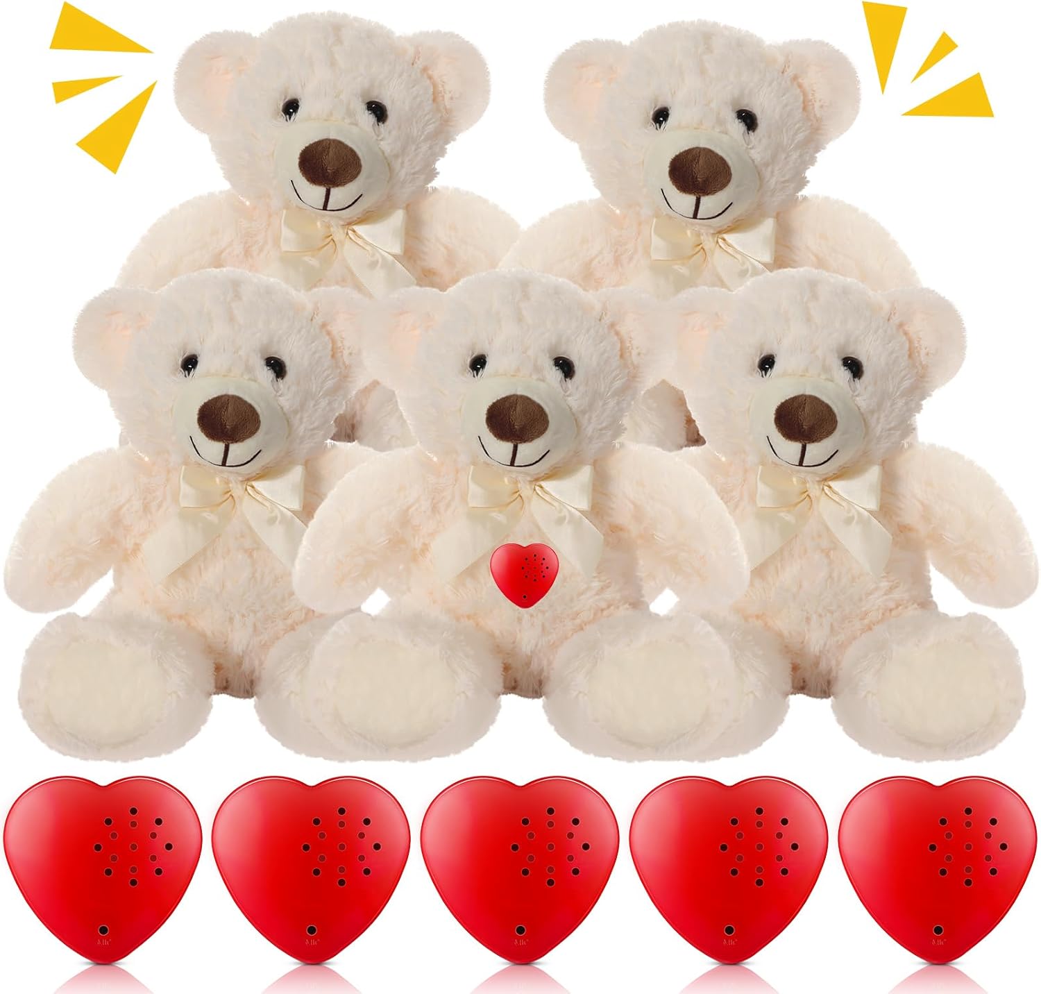 Amazon.com: Libima 5 Pack 14 Bears Stuffed Animals with Voice Recorder ...