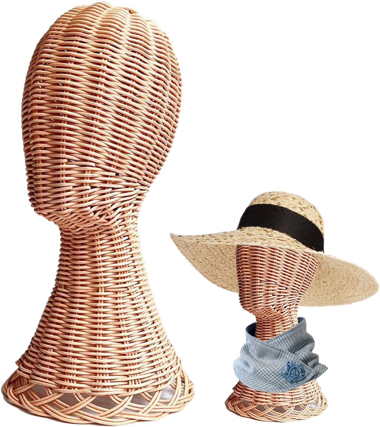 Amazon.com: CHADWICK Mannequin Head Stand, Rattan Wig Stand, Hat & Wig ...