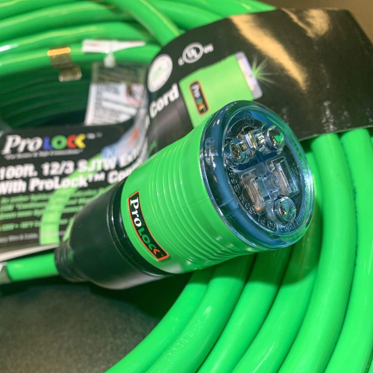 The Clean Garage 50' 12/3 SJTW Pro Lock Locking Lighted Extension Cord ...