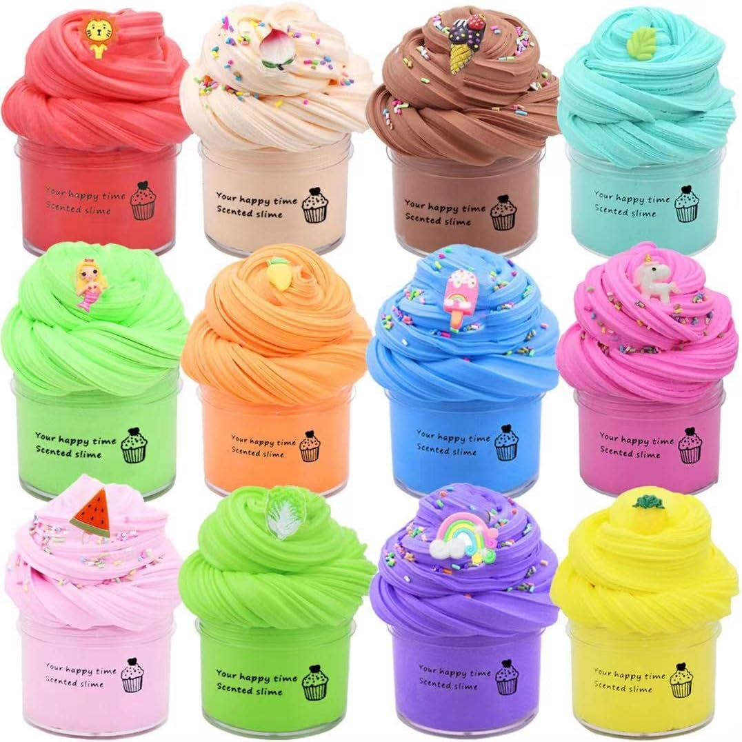 12 pack Fluffy Slime Kit, Cake Animal Candy and Fruit Butter Slime ...
