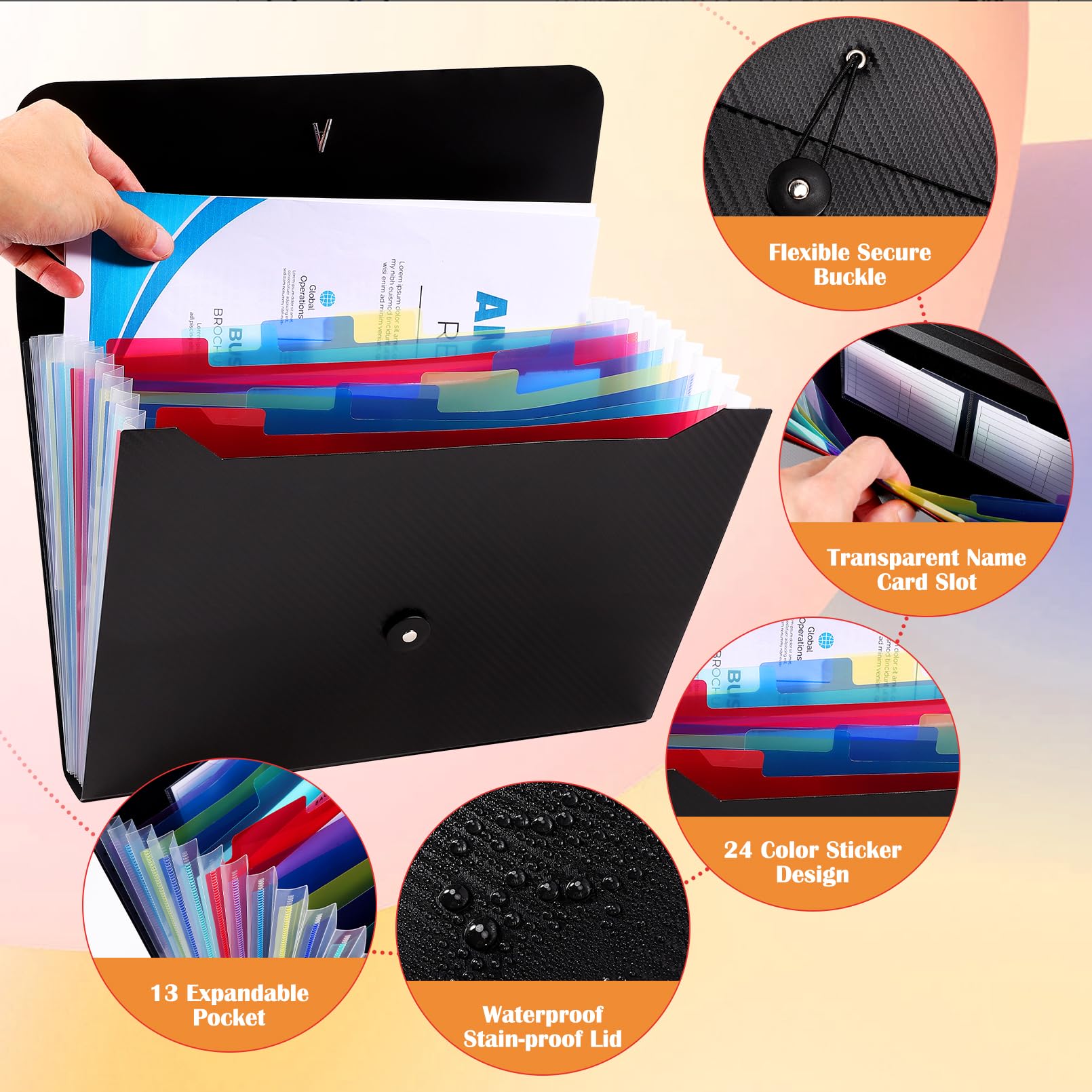 Snapklik.com : Dyrfolm 3 Pcs Accordion Folder 13 Pocket Expanding File Folder,Plastic Accordion ...