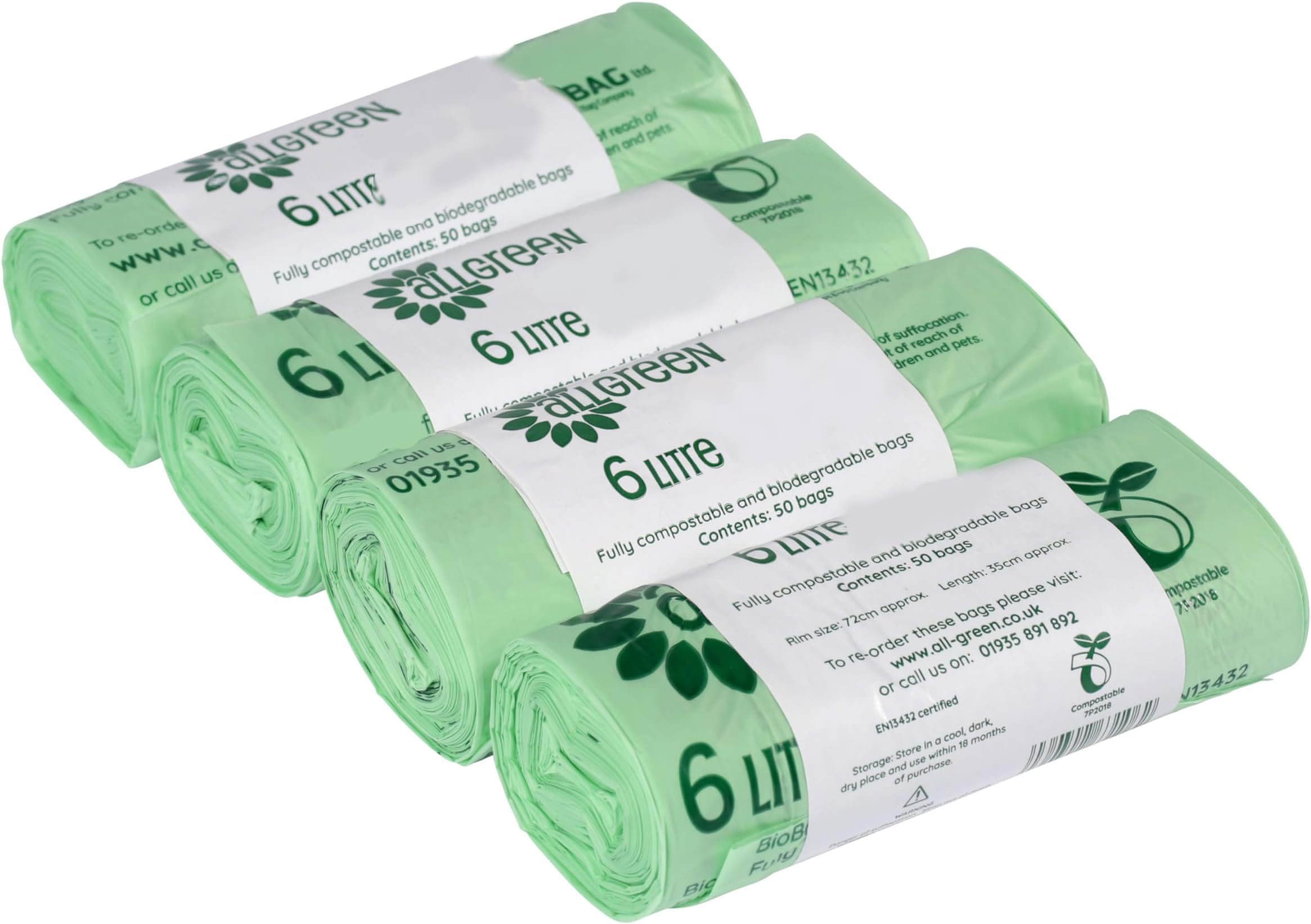 6 Litre x 500 All-Green bags - Compostable Kitchen Caddy Liner - Food ...