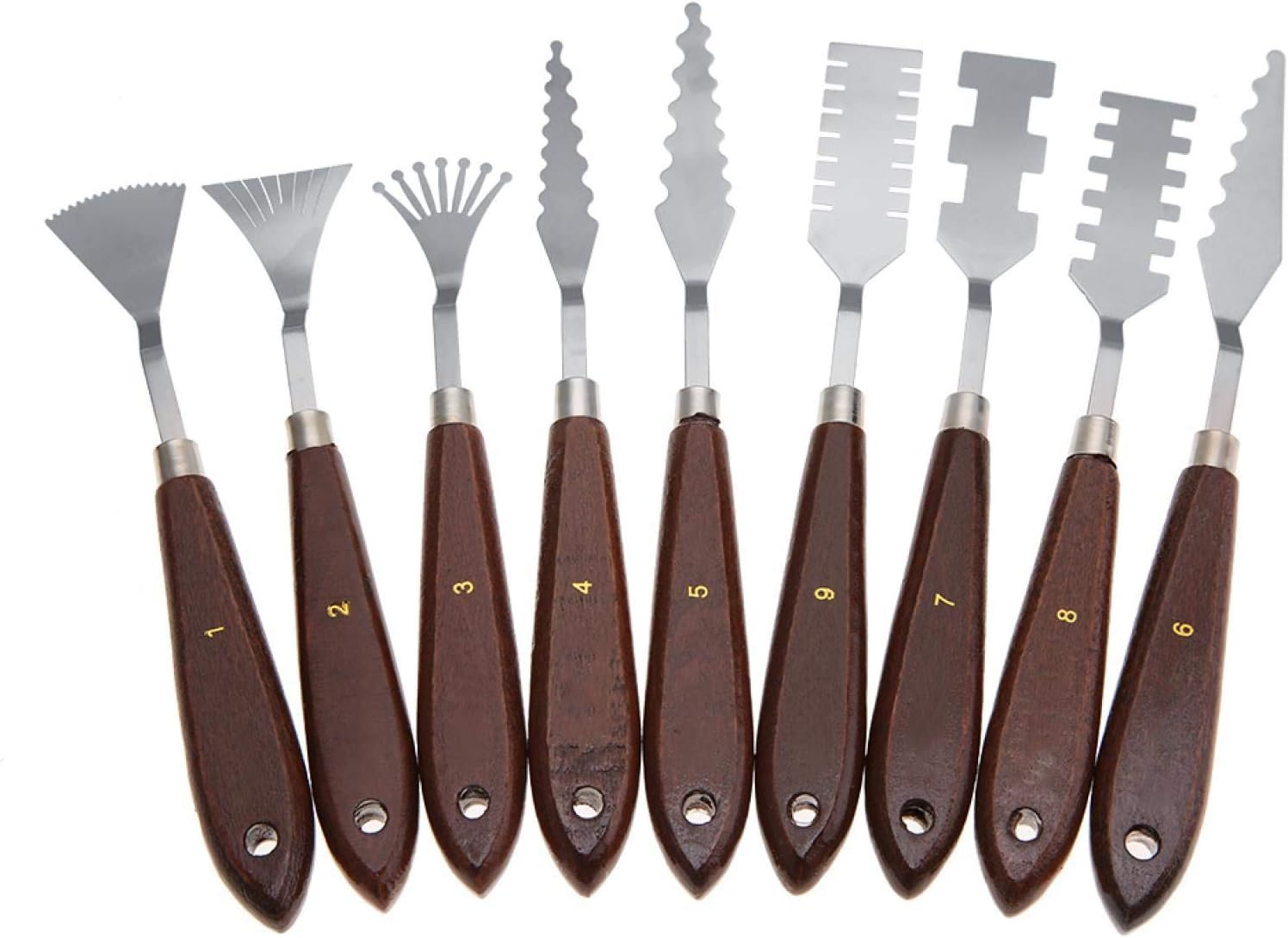 Espátula de pintura, 9 piezas de diferentes formas Paleta de mango de ...