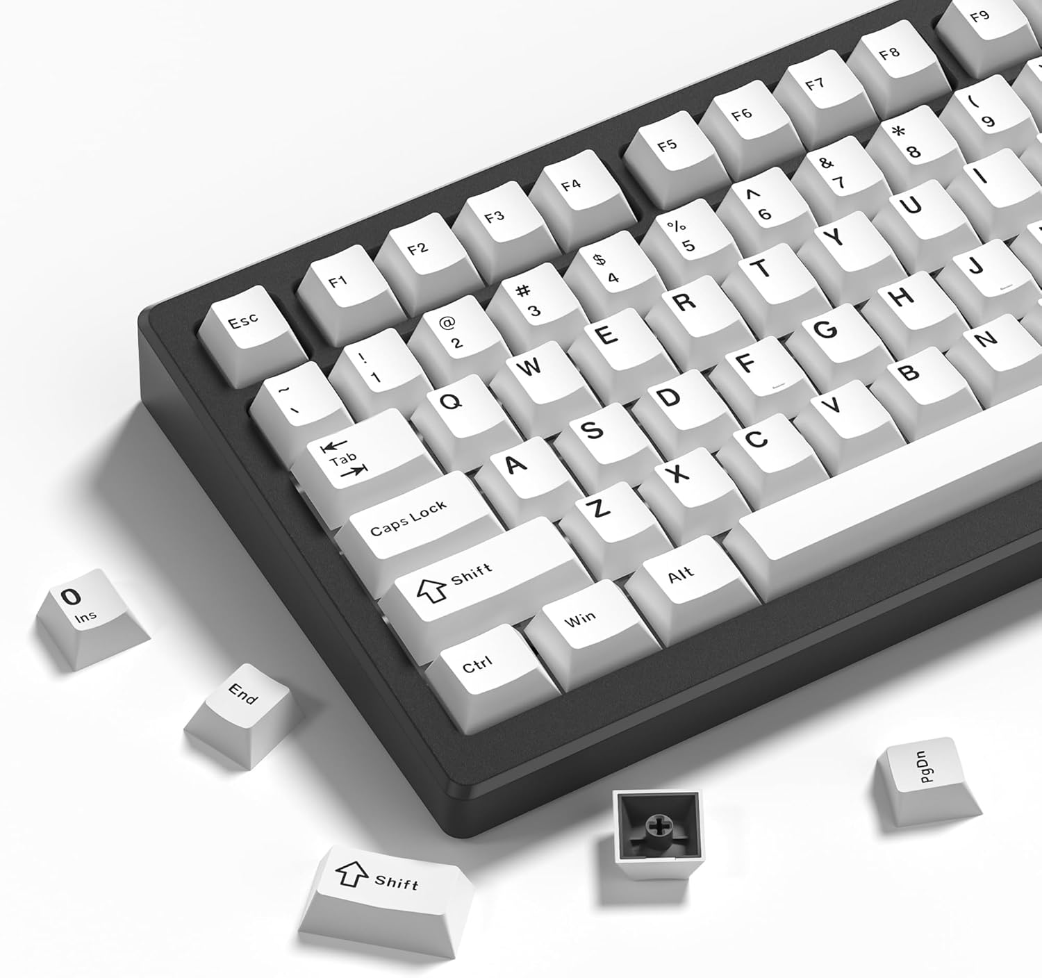 COSTOM Minimalism White Keycaps, PBT Doubleshot Keyboard Keycaps 60 75 ...