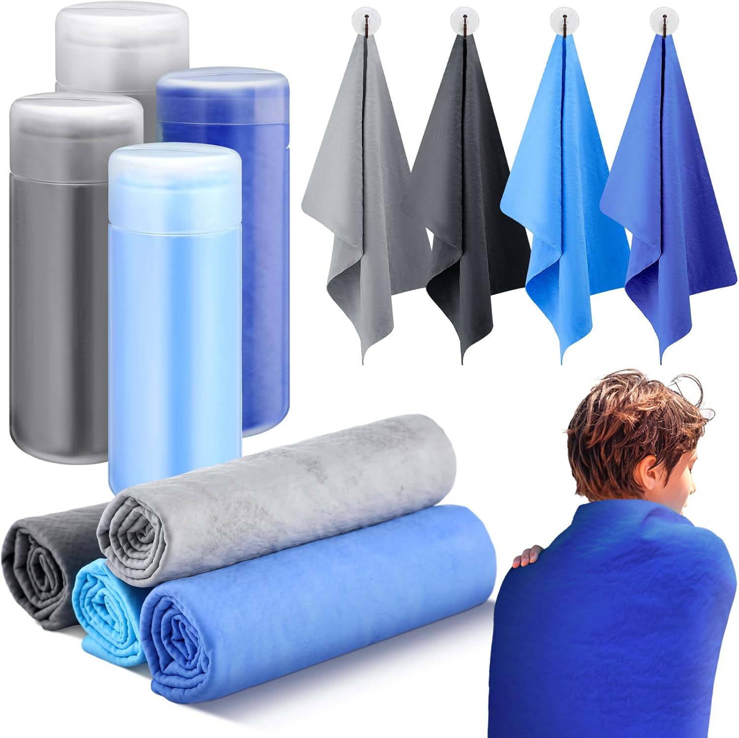 Amazon.com: Tisancy 4 Pcs Swim Chamois Towel Shammy Sports Swimmers ...