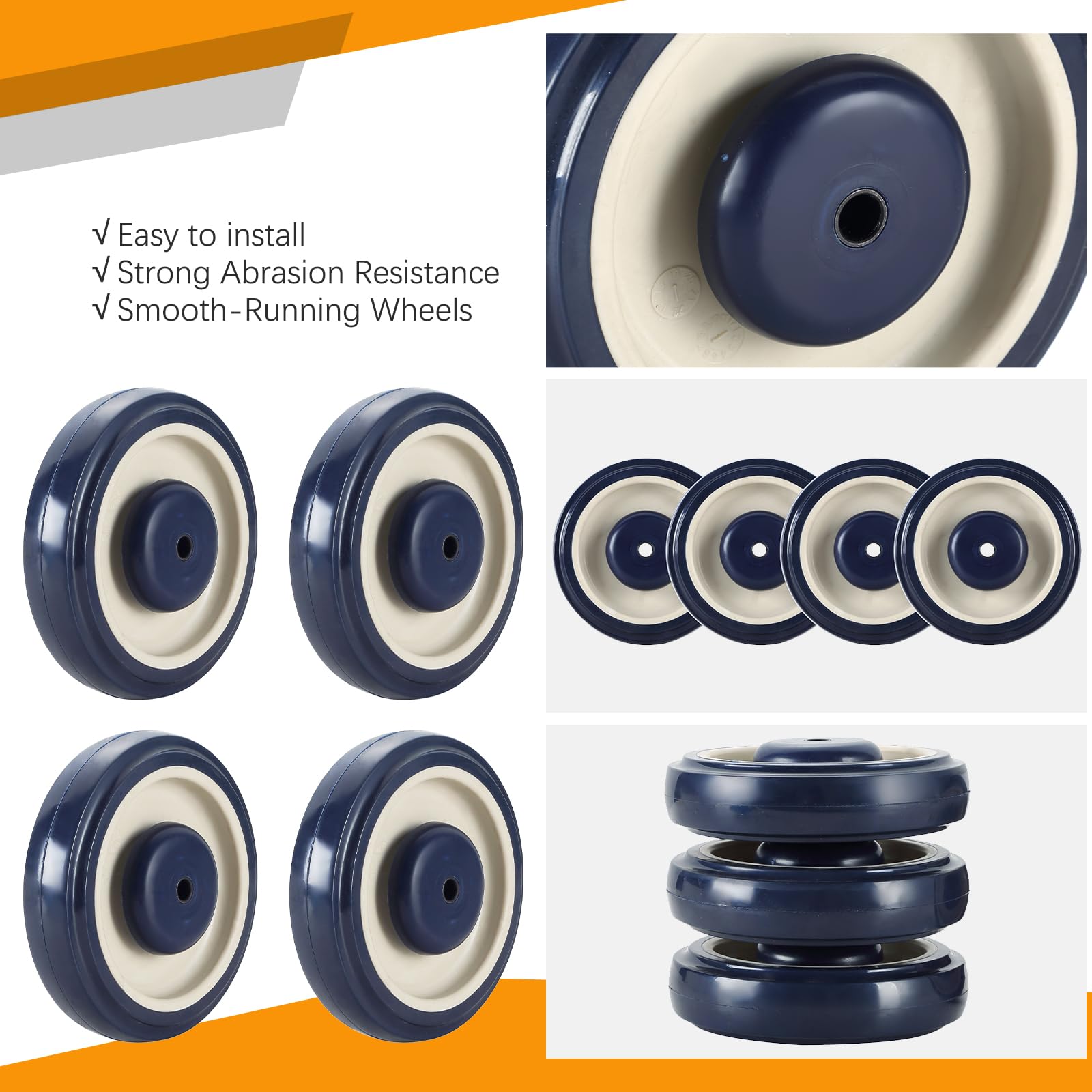 Snapklik.com : FLKQC 4 Pack Shopping Cart Replacement Wheels Kit 5-inch ...