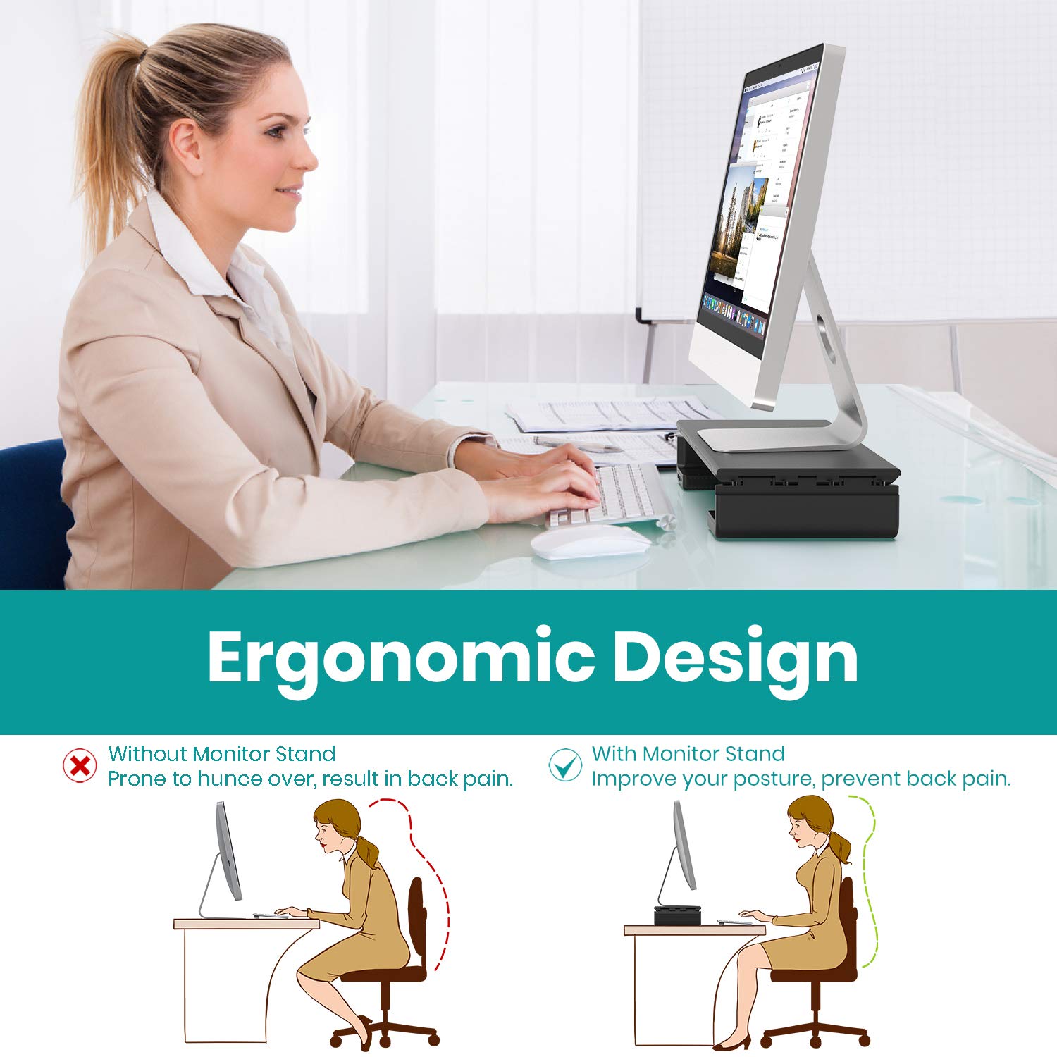 Buy Monitor Stand with Hub, Klearlook Foldable Monitor Riser with USB ...