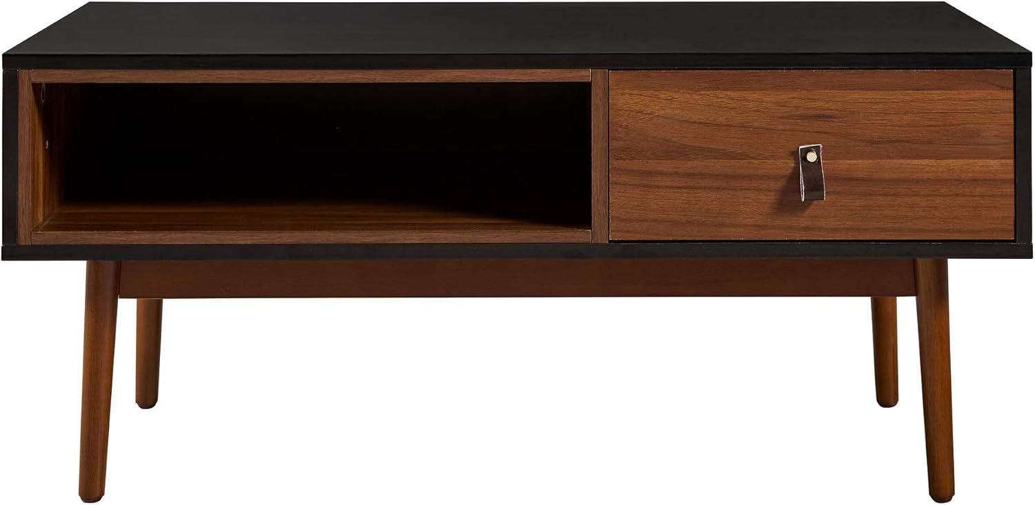 Amazon.com: Versanora Reno Coffee Table with Storage Space-Black/Walnut ...