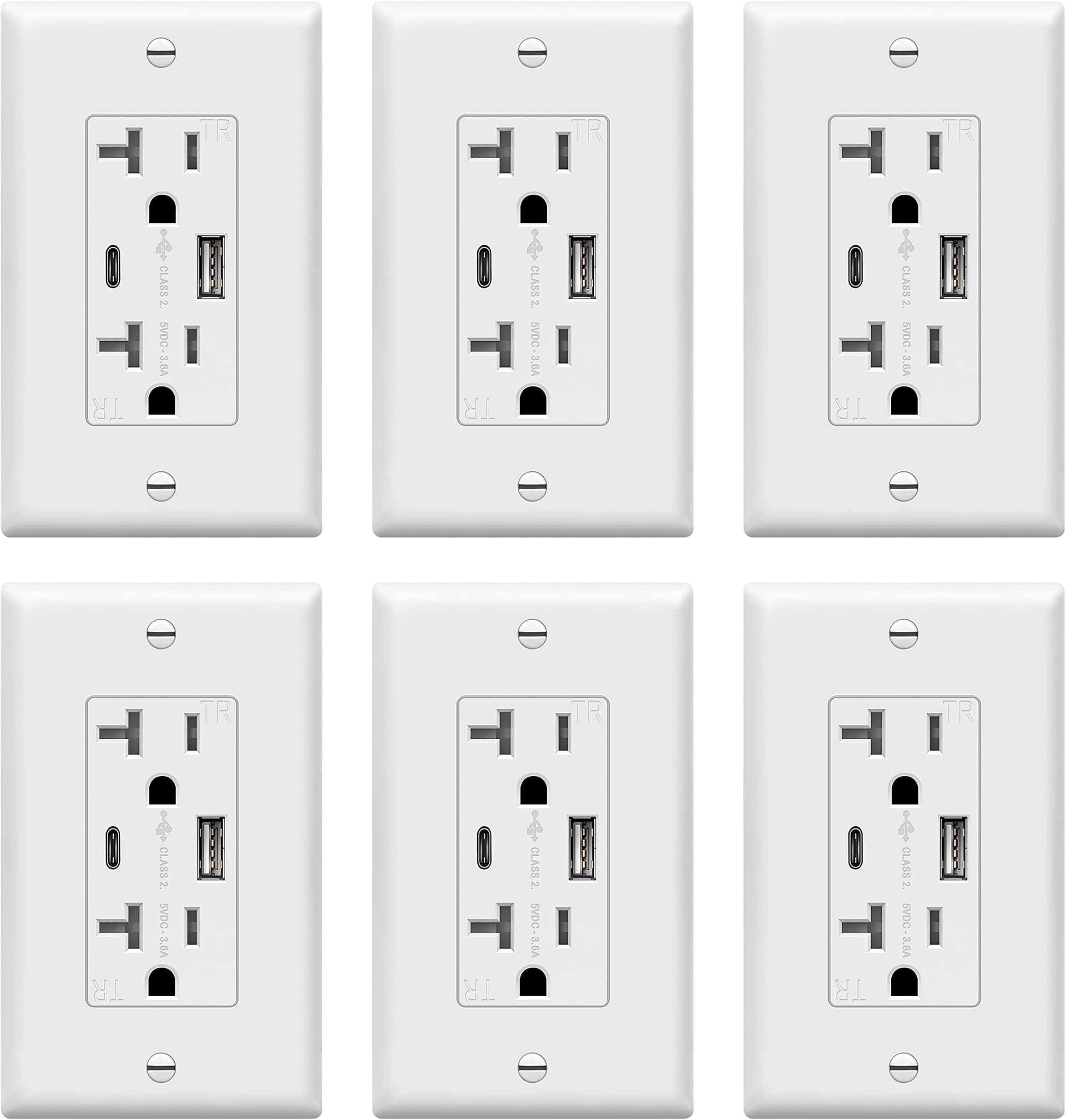Combo Wall USB Charger Tamper Resistant Receptacle Outlet 2 Built-in ...