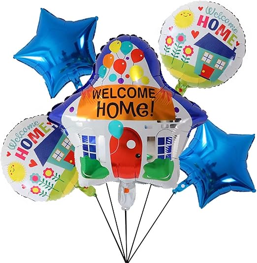 Amazon.com: LYST 5PCS Welcome Home Foil Balloons with House Shaped ...